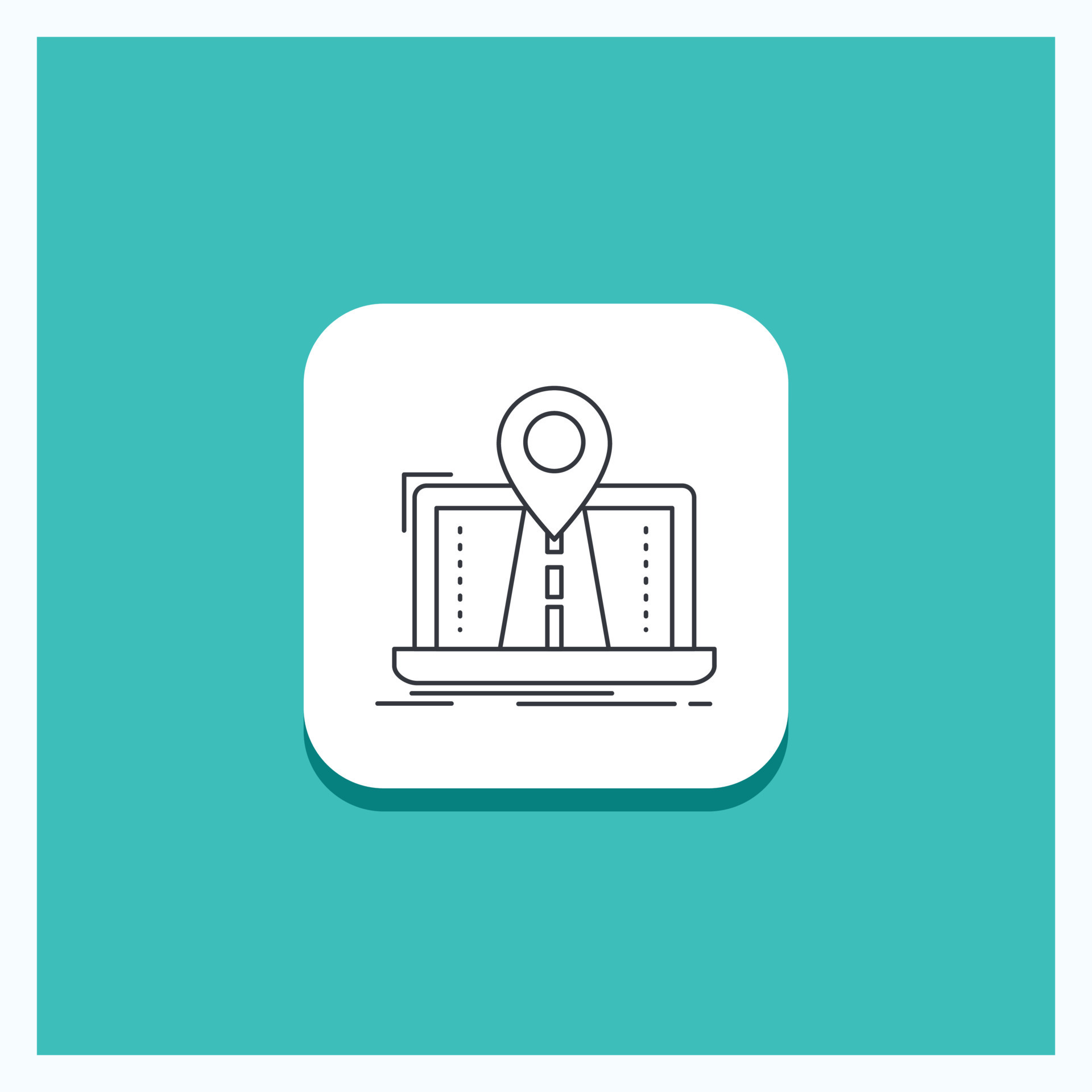 Round Button For Navigation Map System Gps Route Line Icon