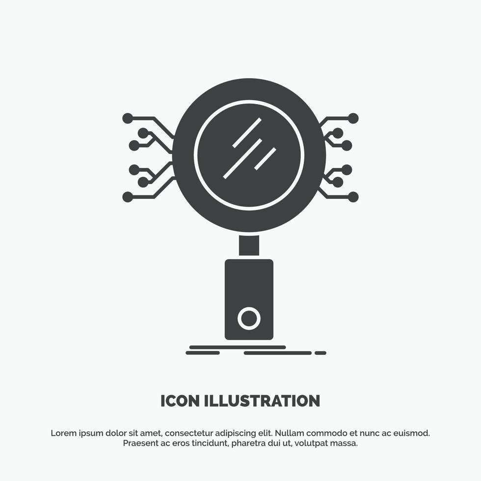 Analysis. Search. information. research. Security Icon. glyph vector ...
