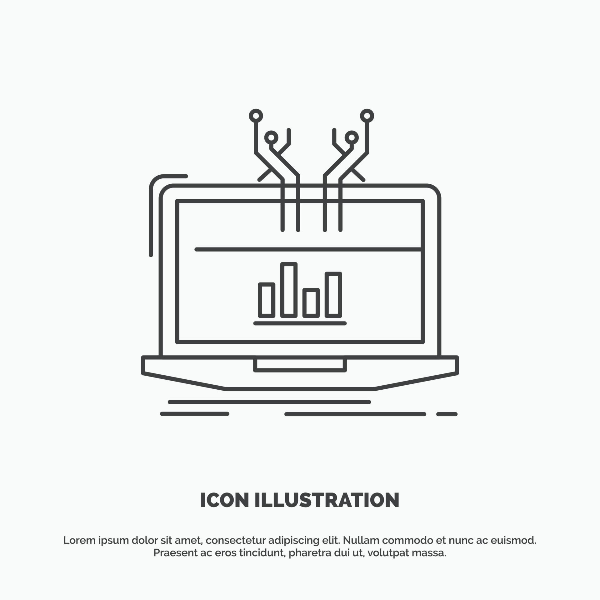 Analysis. analytical. management. online. platform Icon. Line vector gray symbol for UI and UX ...