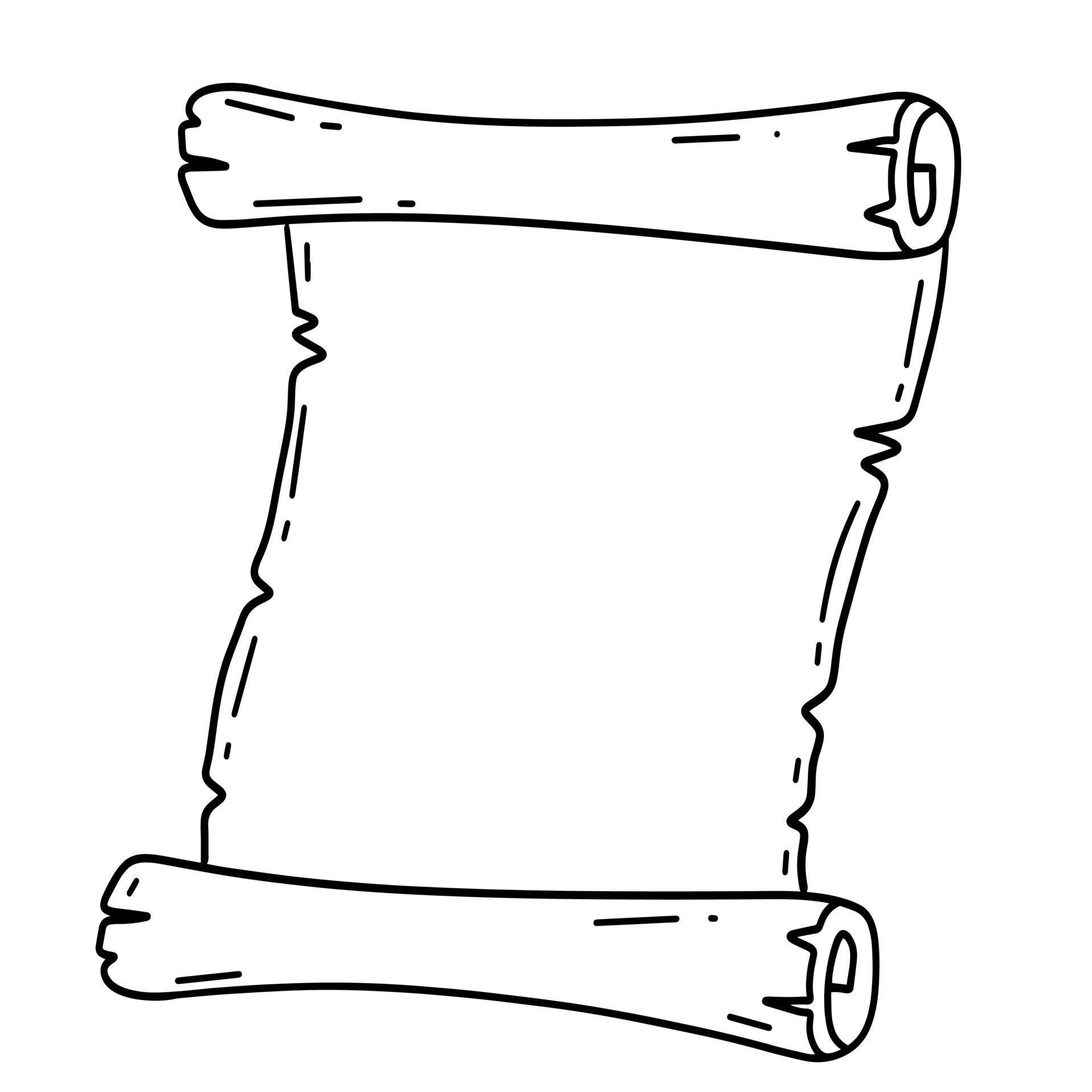 Old Scroll Template For Antique Text Medieval Papyrus Paper For Writing Outline Cartoon