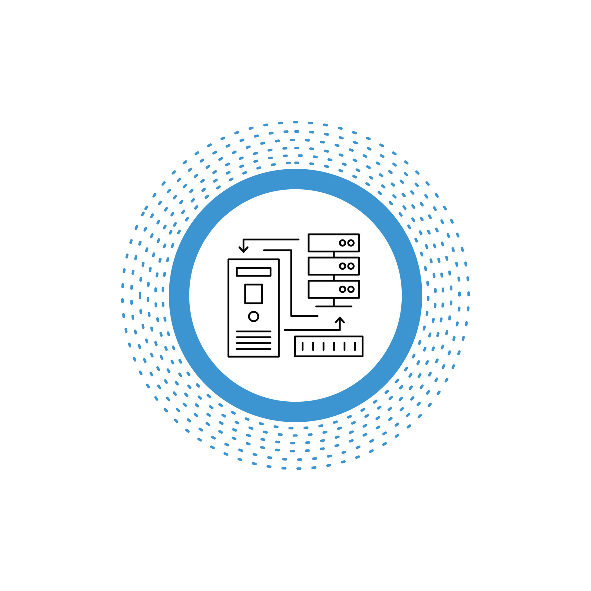 Combination Data Database Electronic Information Line Icon Vector Isolated Illustration