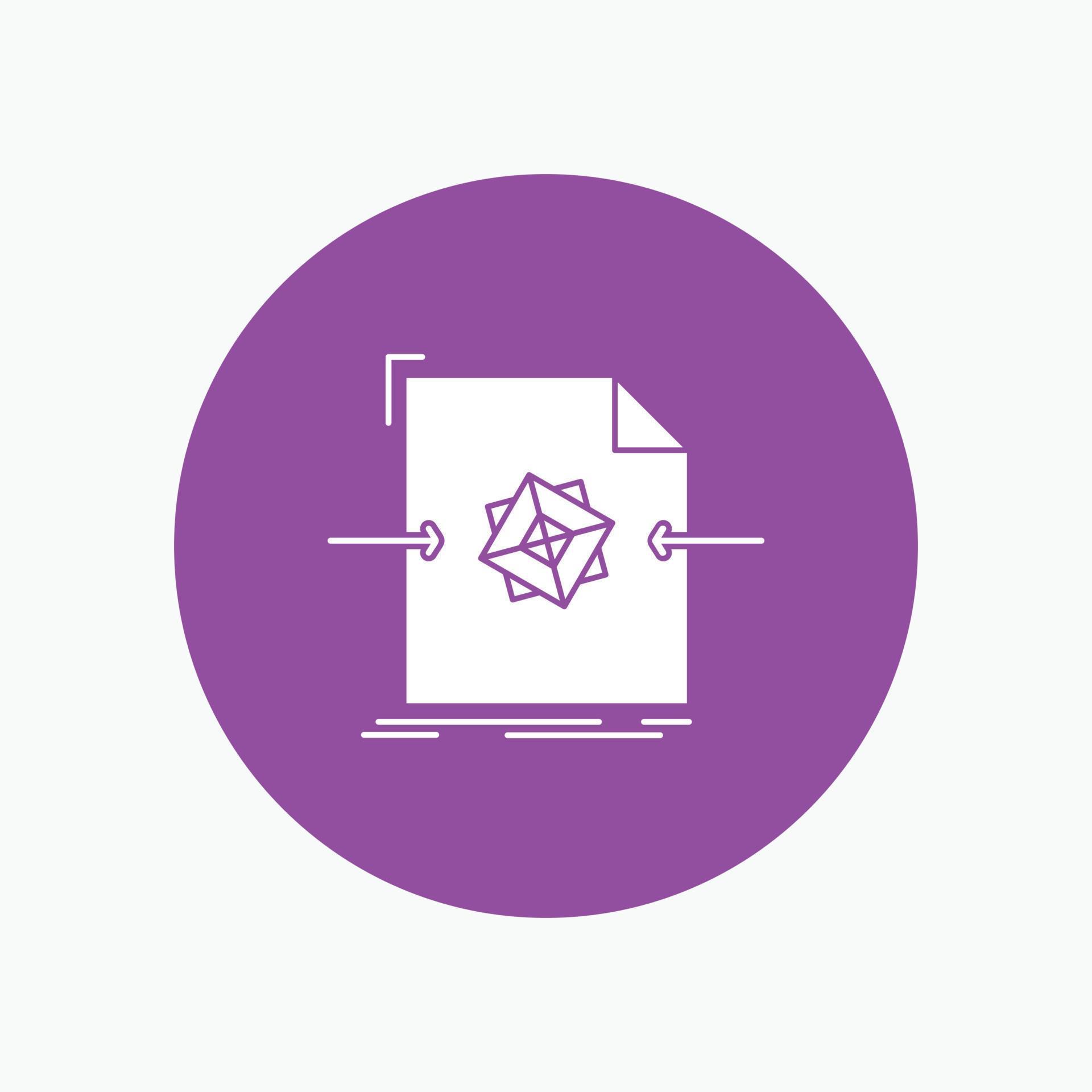 3d Document File Object Processing White Glyph Icon In Circle
