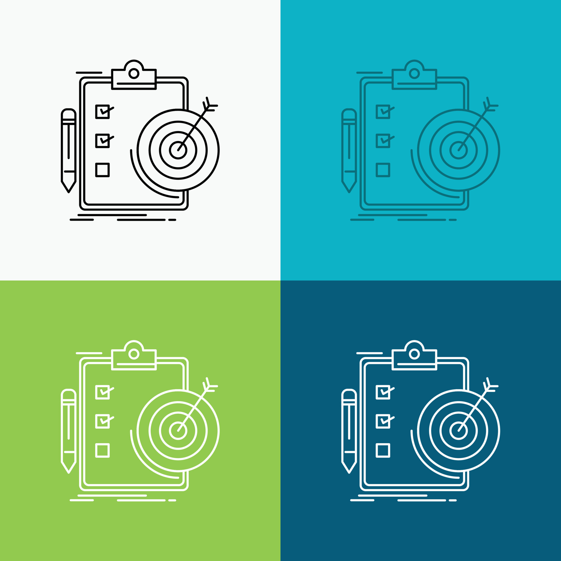 goals, report, analytics, target, achievement Icon Over Various Background. Line style design ...