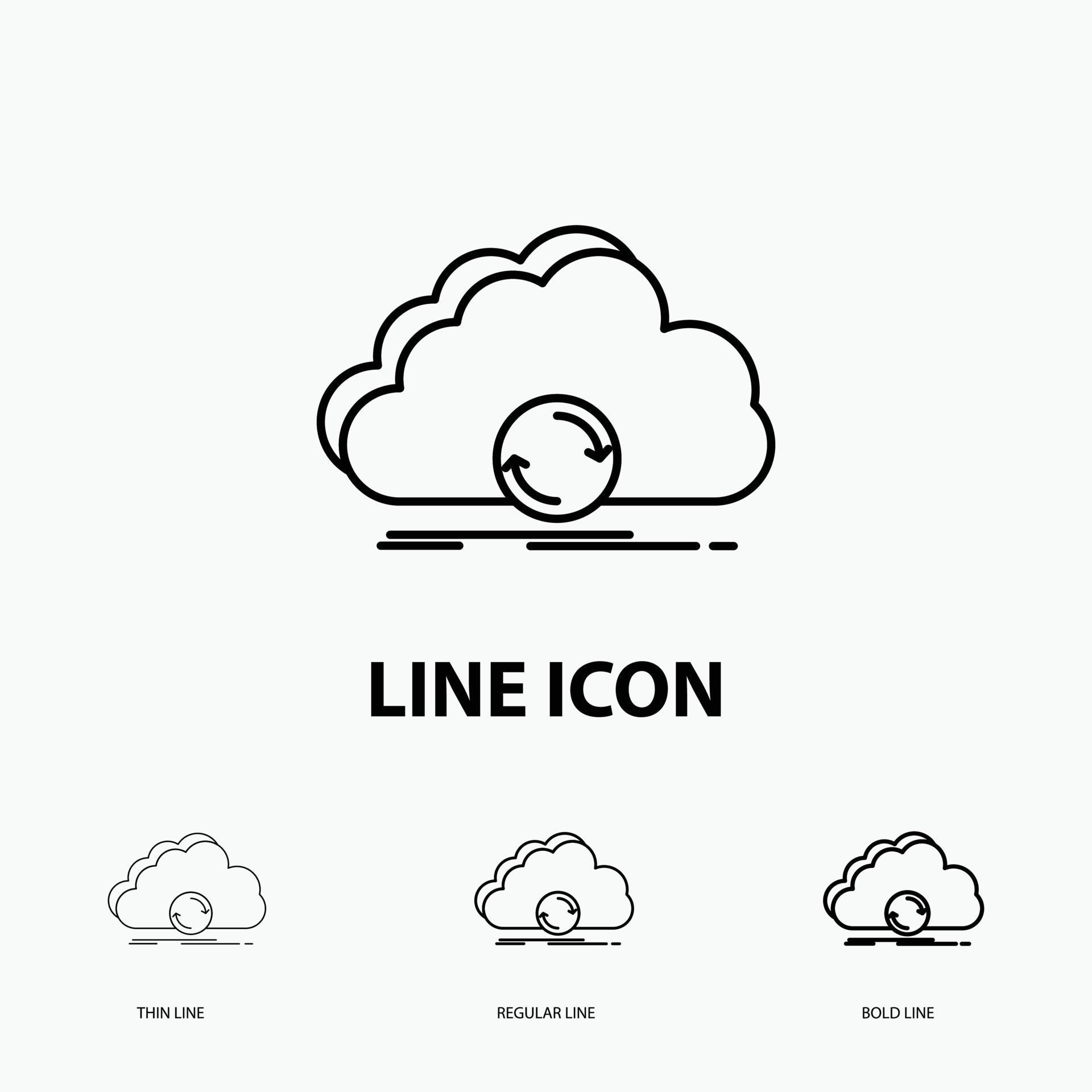 Cloud Syncing Sync Data Synchronization Icon In Thin Regular And Bold Line Style Vector