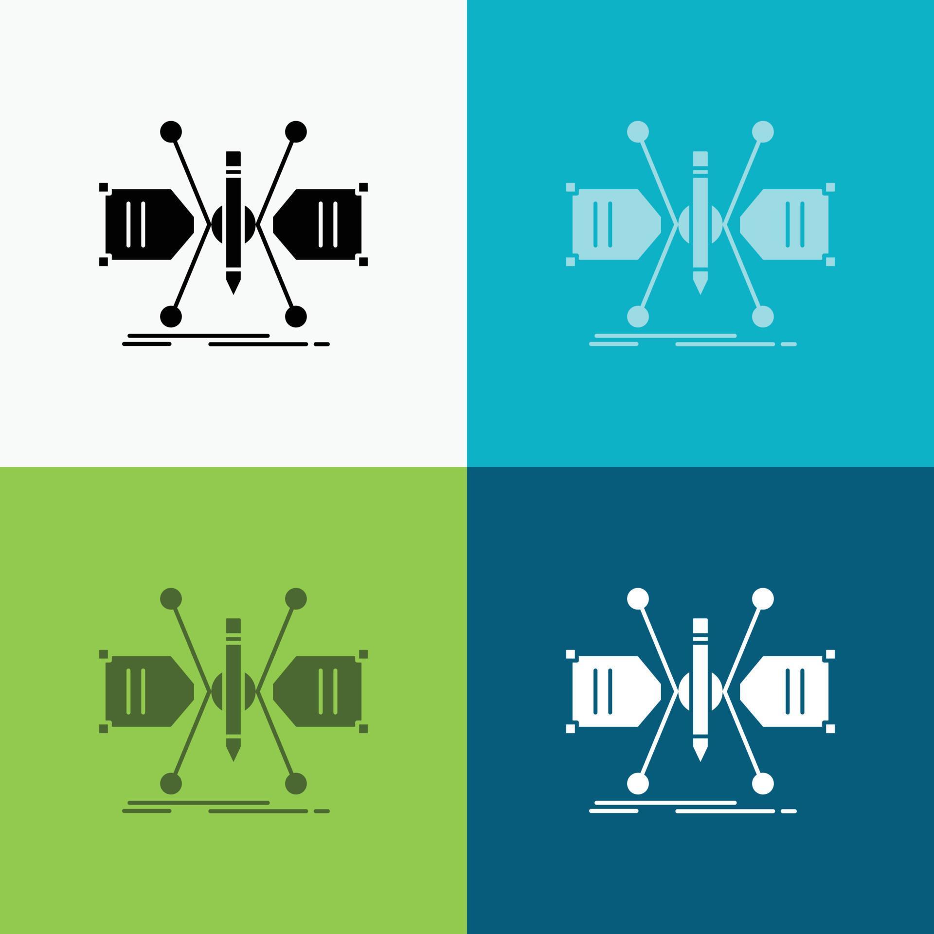 Architect Constructing Grid Sketch Structure Icon Over Various