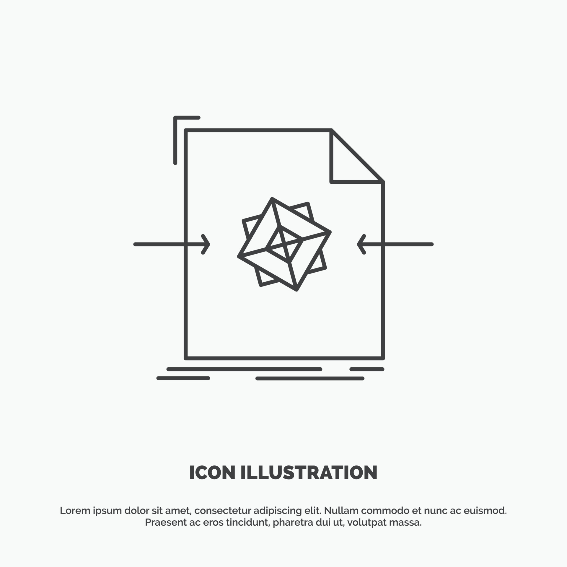 3d Document File Object Processing Icon Line Vector Gray Symbol For Ui And Ux Website Or