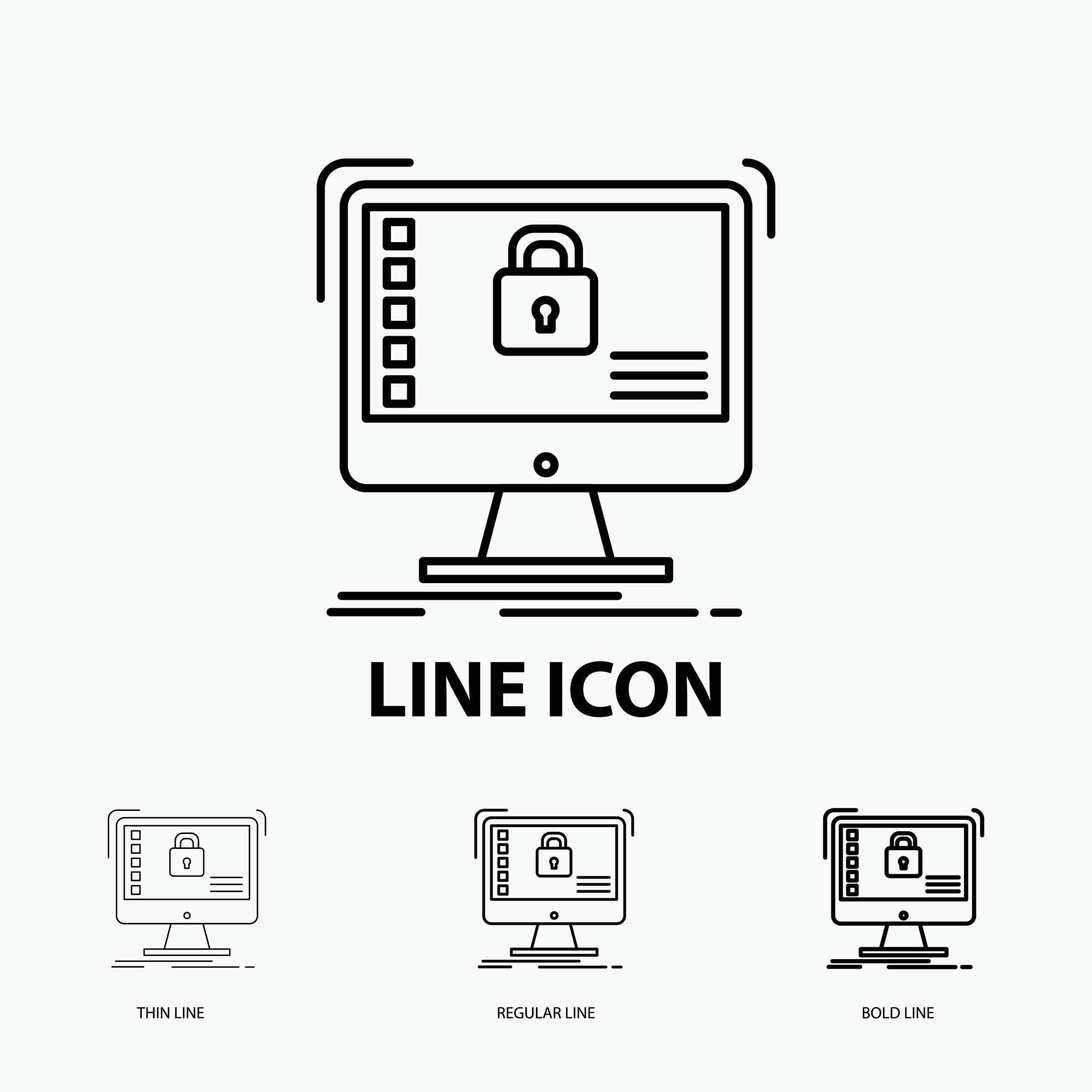 Secure Protection Safe System Data Icon In Thin Regular And Bold Line Style Vector