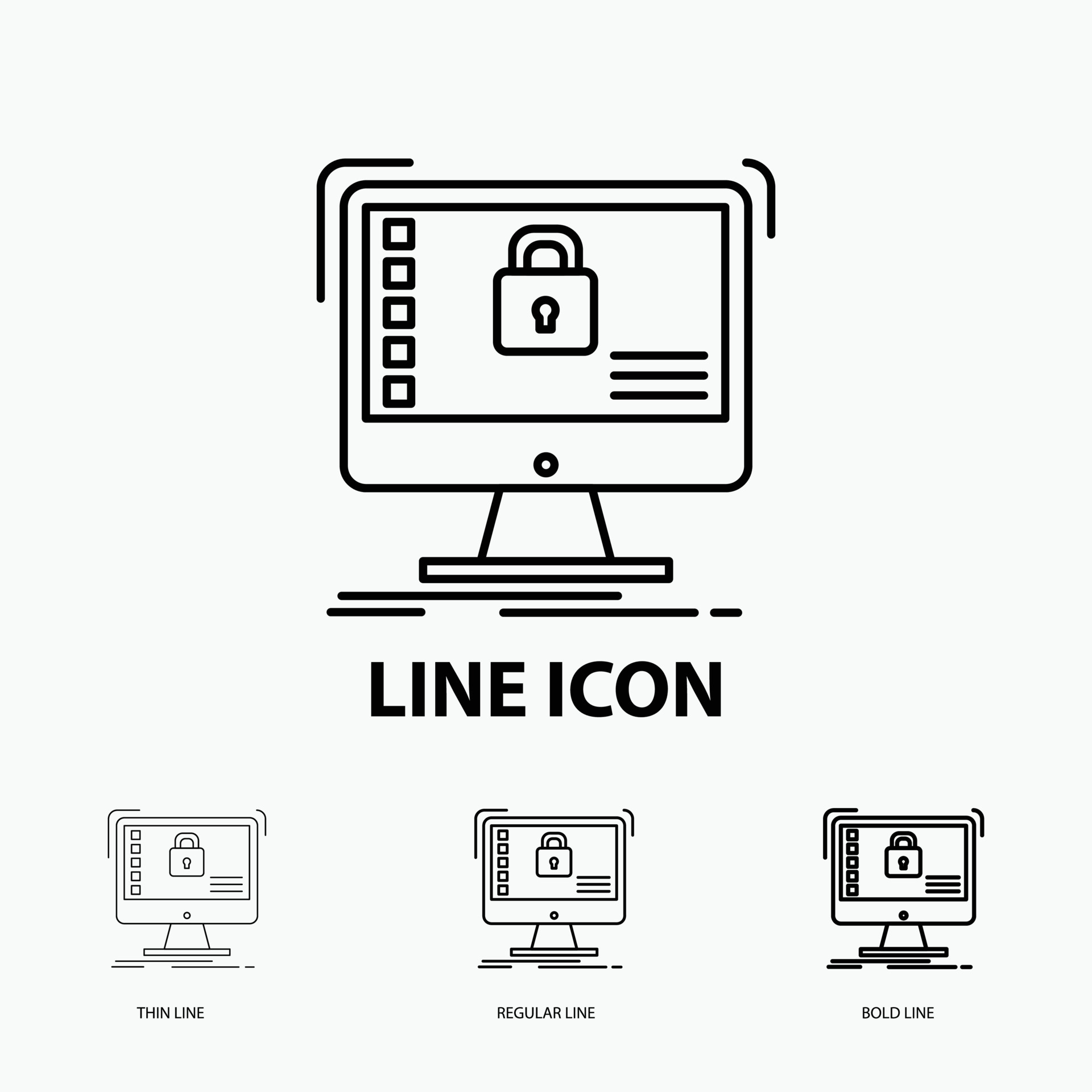 Secure Protection Safe System Data Icon In Thin Regular And Bold