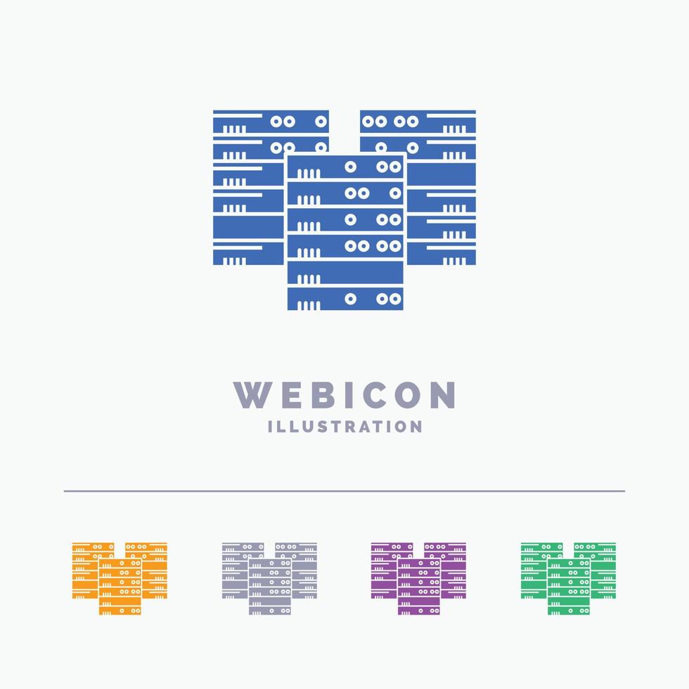 Center, centre, data, database, server 5 Color Glyph Web Icon Template isolated on white. Vector ...