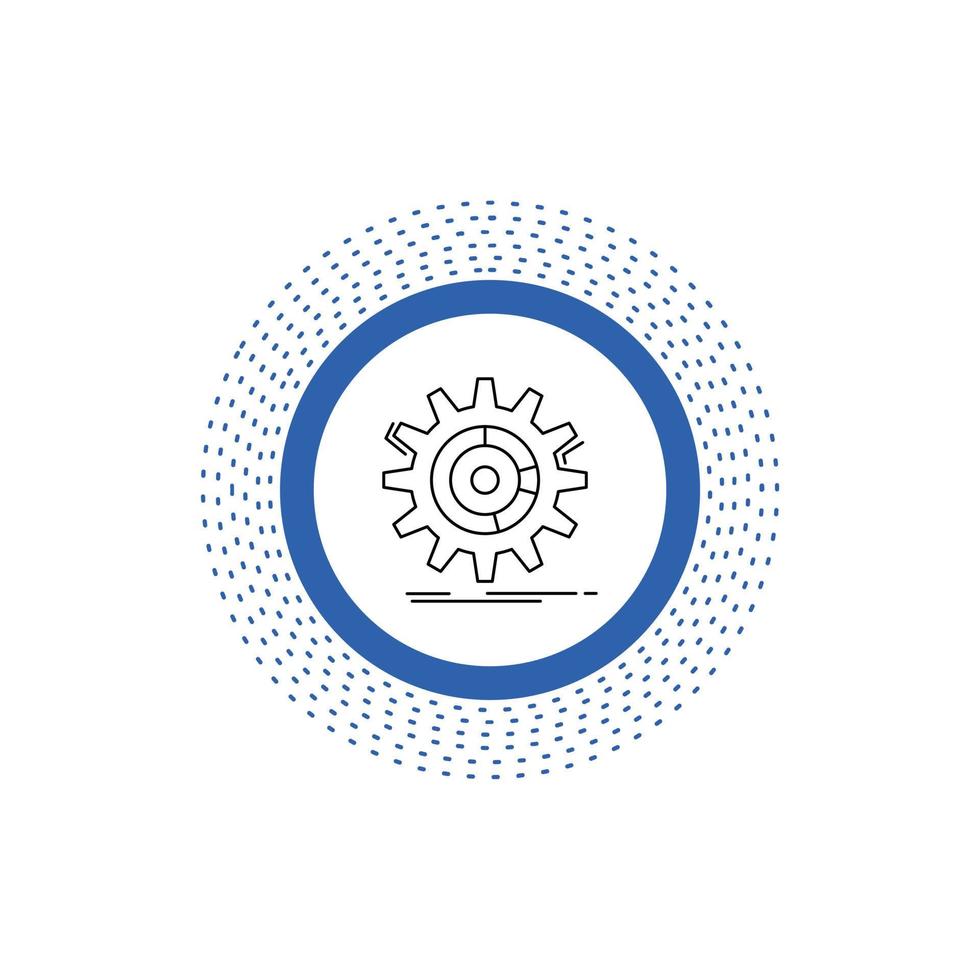 Setting Data Management Process Progress Line Icon Vector Isolated