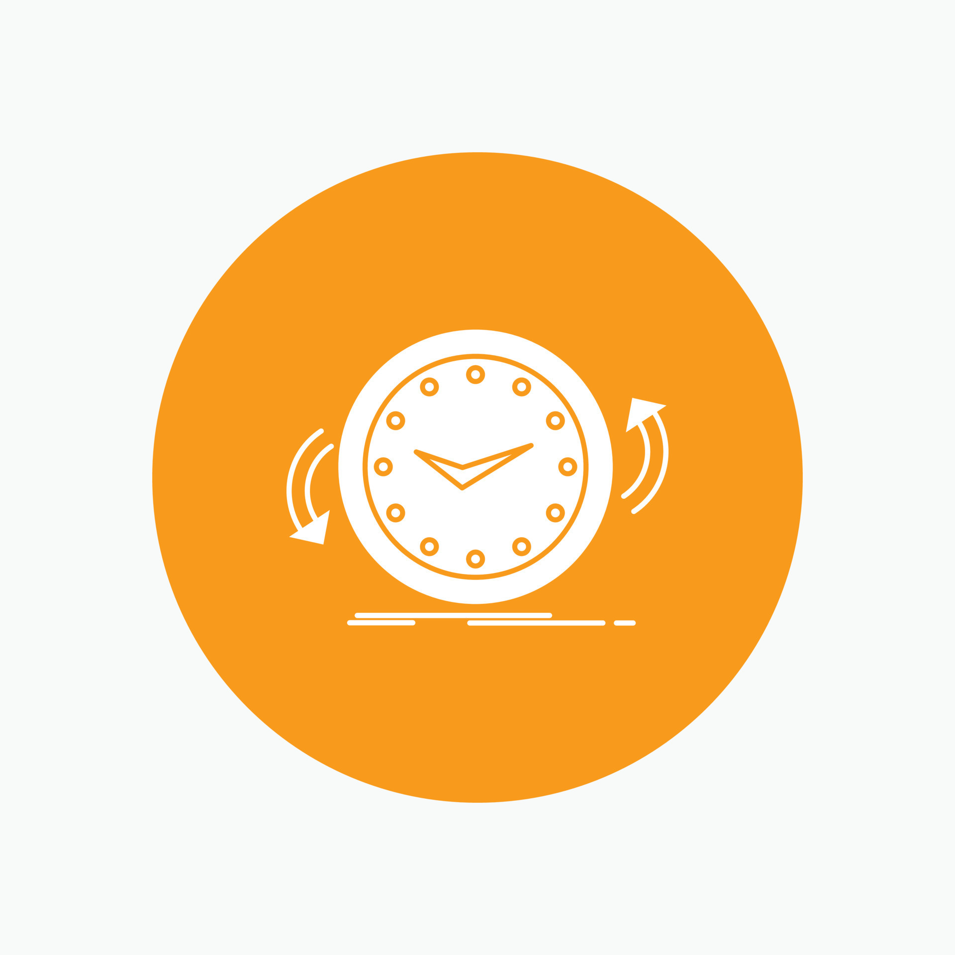 Backup. clock. clockwise. counter. time White Glyph Icon in Circle. Vector Button illustration ...