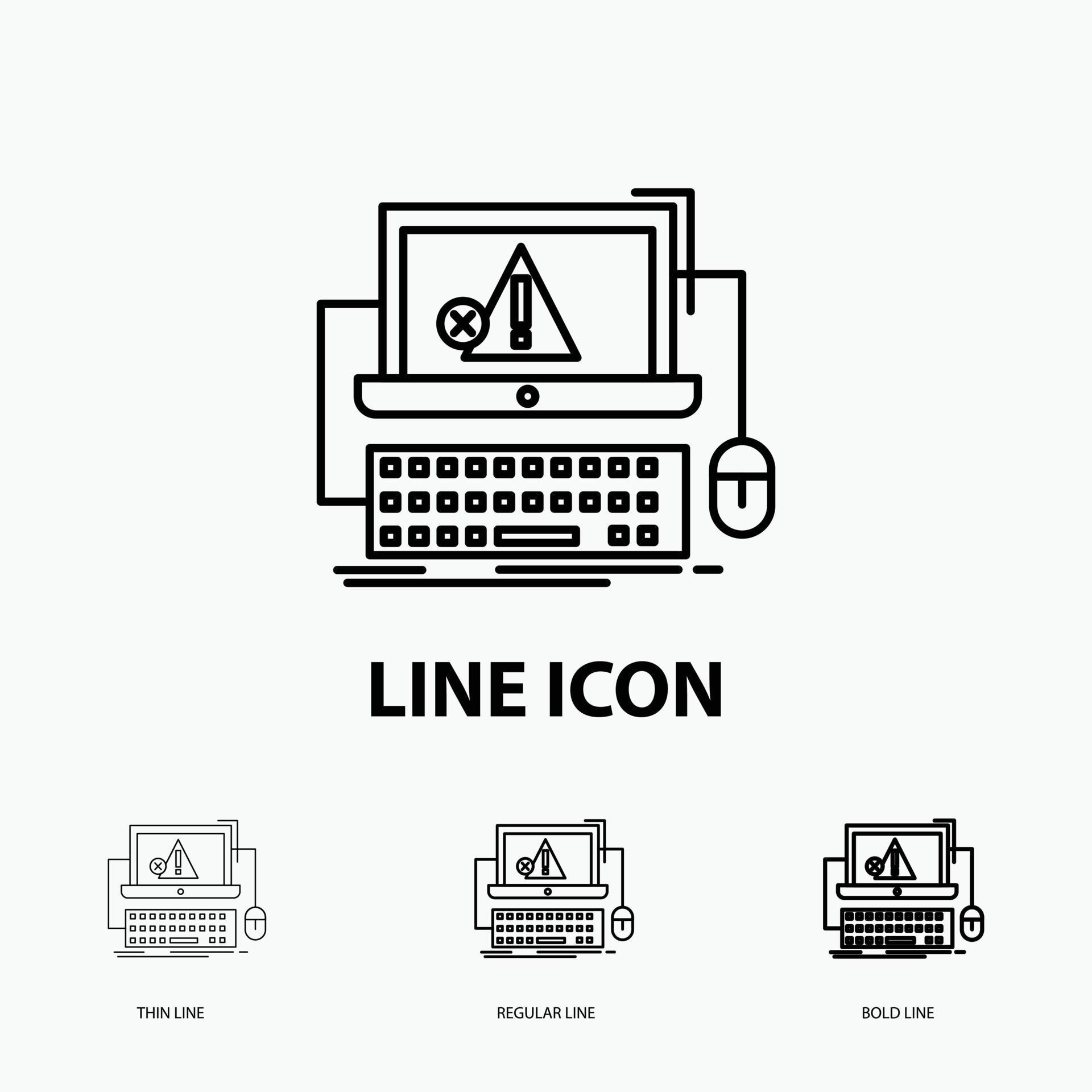 Computer. crash. error. failure. system Icon in Thin. Regular and Bold Line Style. Vector ...