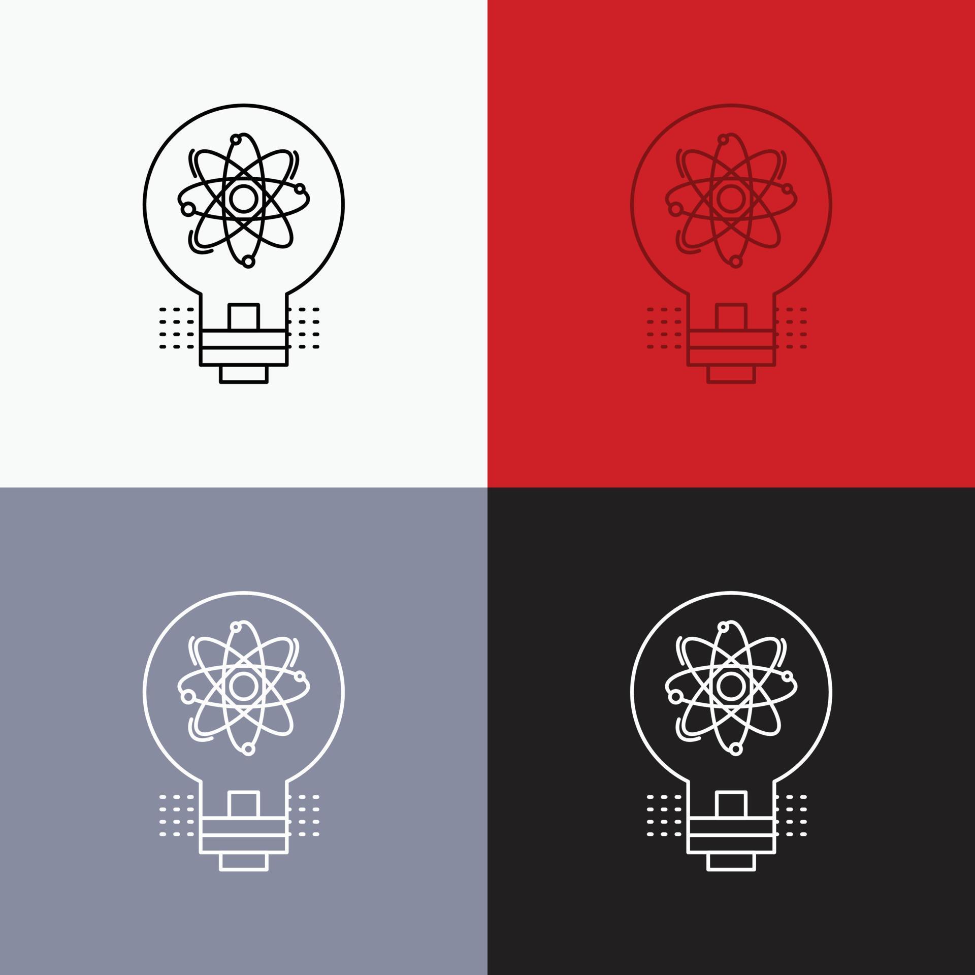 idea. innovation. light. solution. startup Icon Over Various Background. Line style design ...