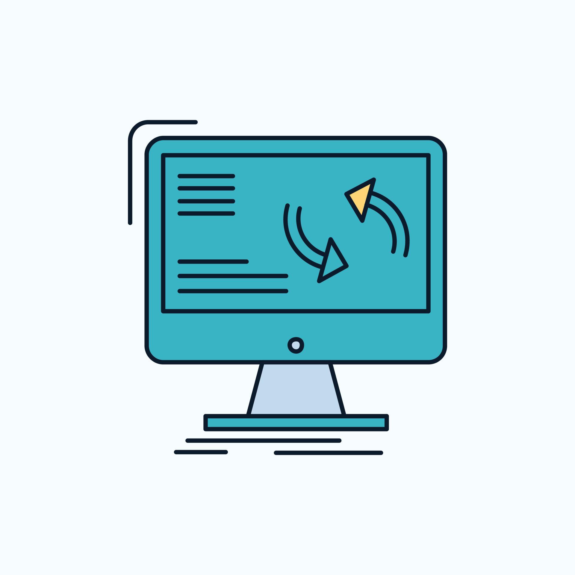 Synchronization Sync Information Data Computer Flat Icon Green And Yellow Sign And Symbols