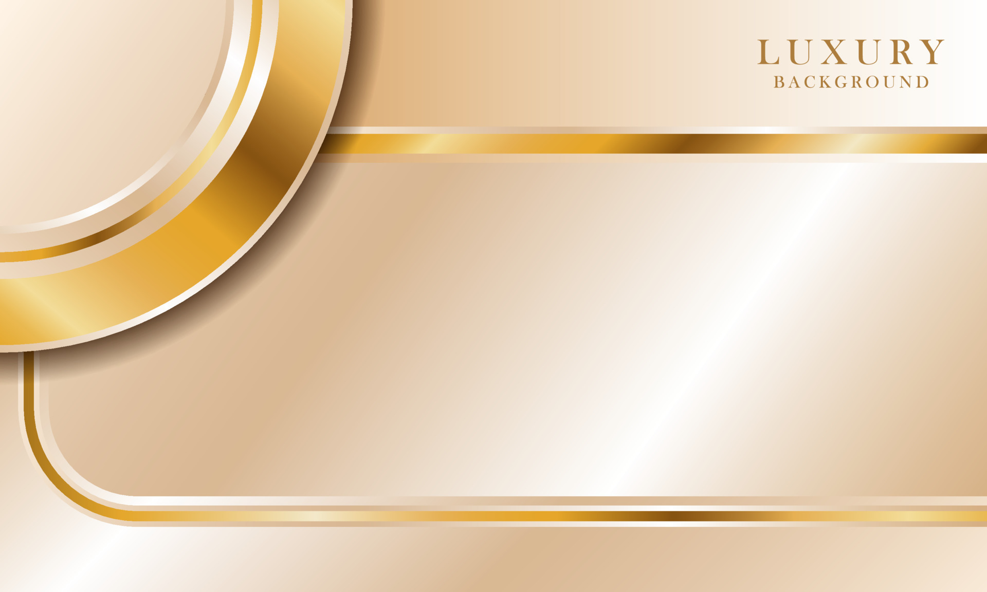 Luxurious light cream abstract background combined with gold line elements, modern template ...