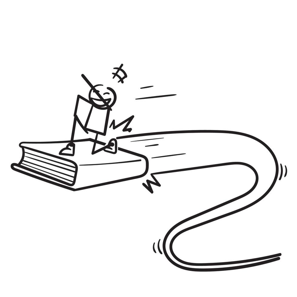 Hand Drawn Doodle Person Fly On Book Illustration 12821327 Vector Art At Vecteezy