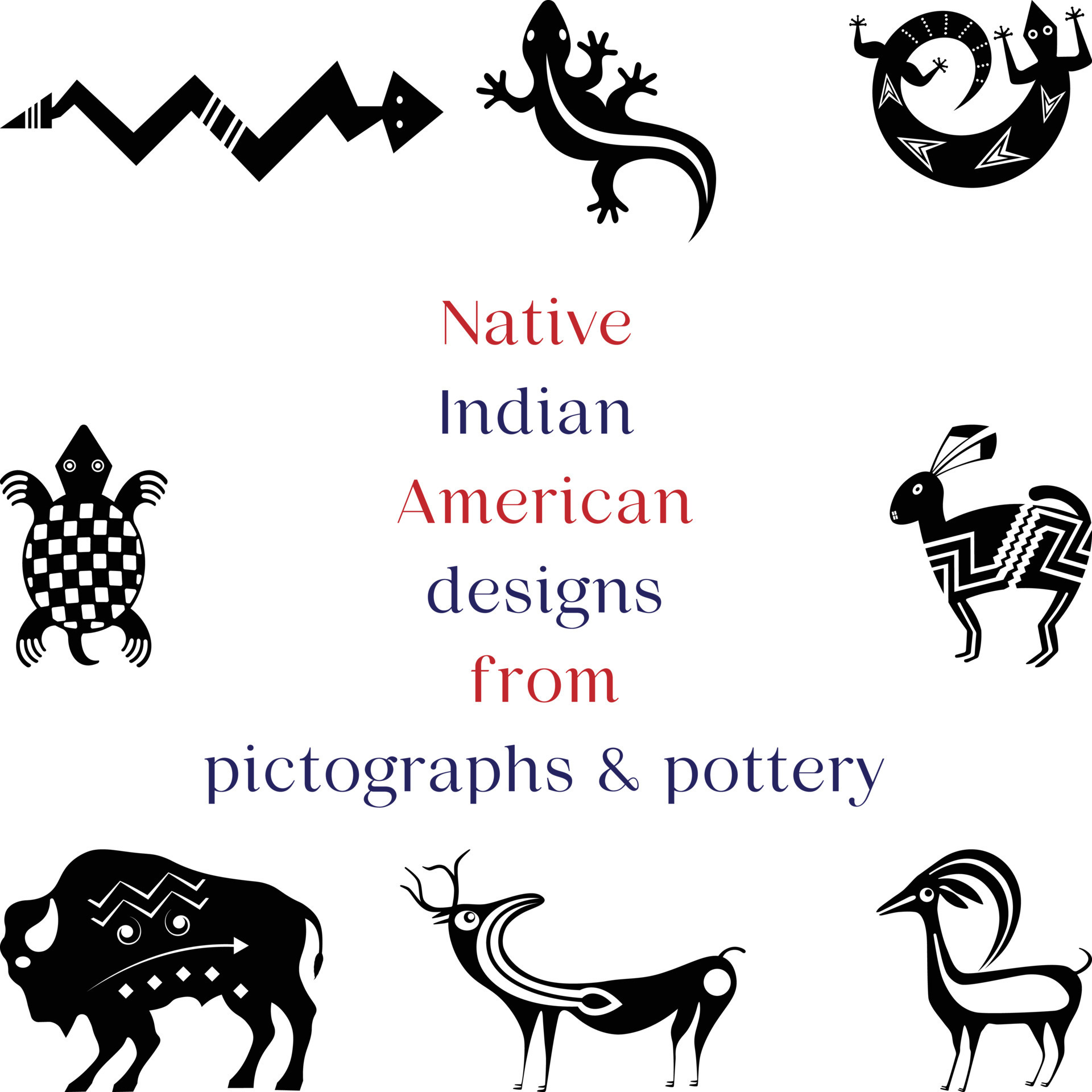 Native Indian American Designs From Pottery And Pictograph 12824239