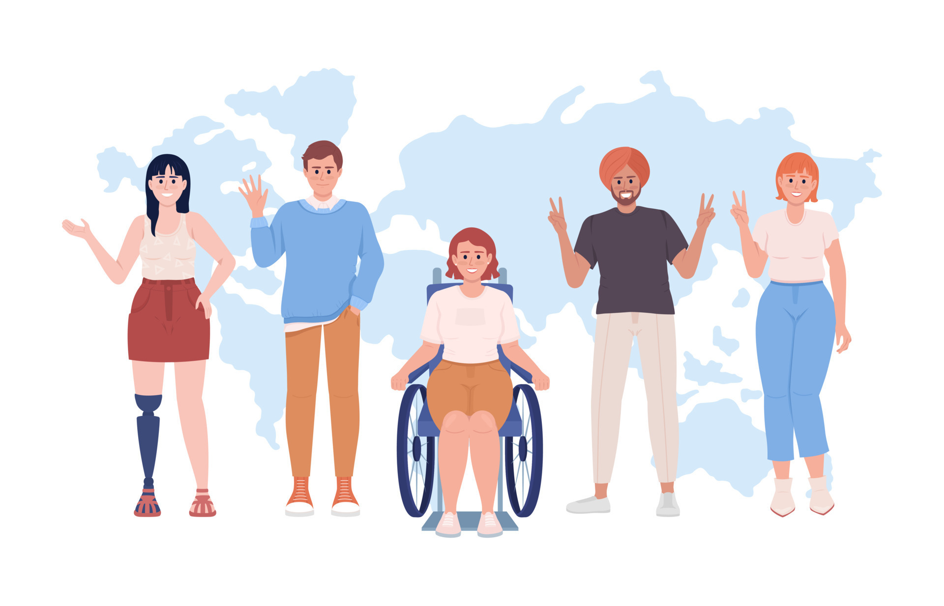 Diversity 2D vector isolated illustration. Social inclusion flat ... Diversity 2D vector isolated illustration. Social inclusion flat ...