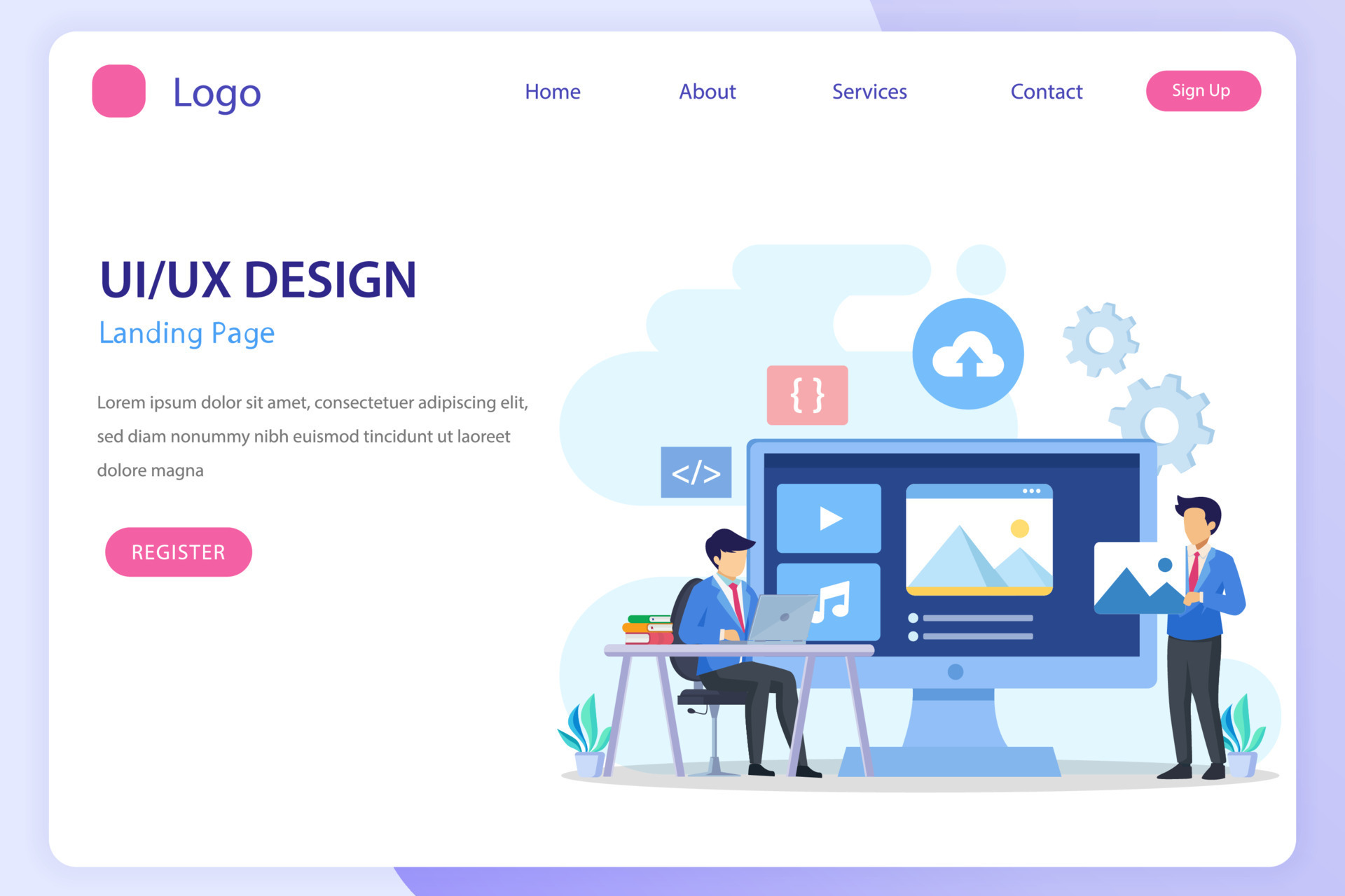 Ui Ux Design Concept Creating An Application Design Content And Text Place Vector