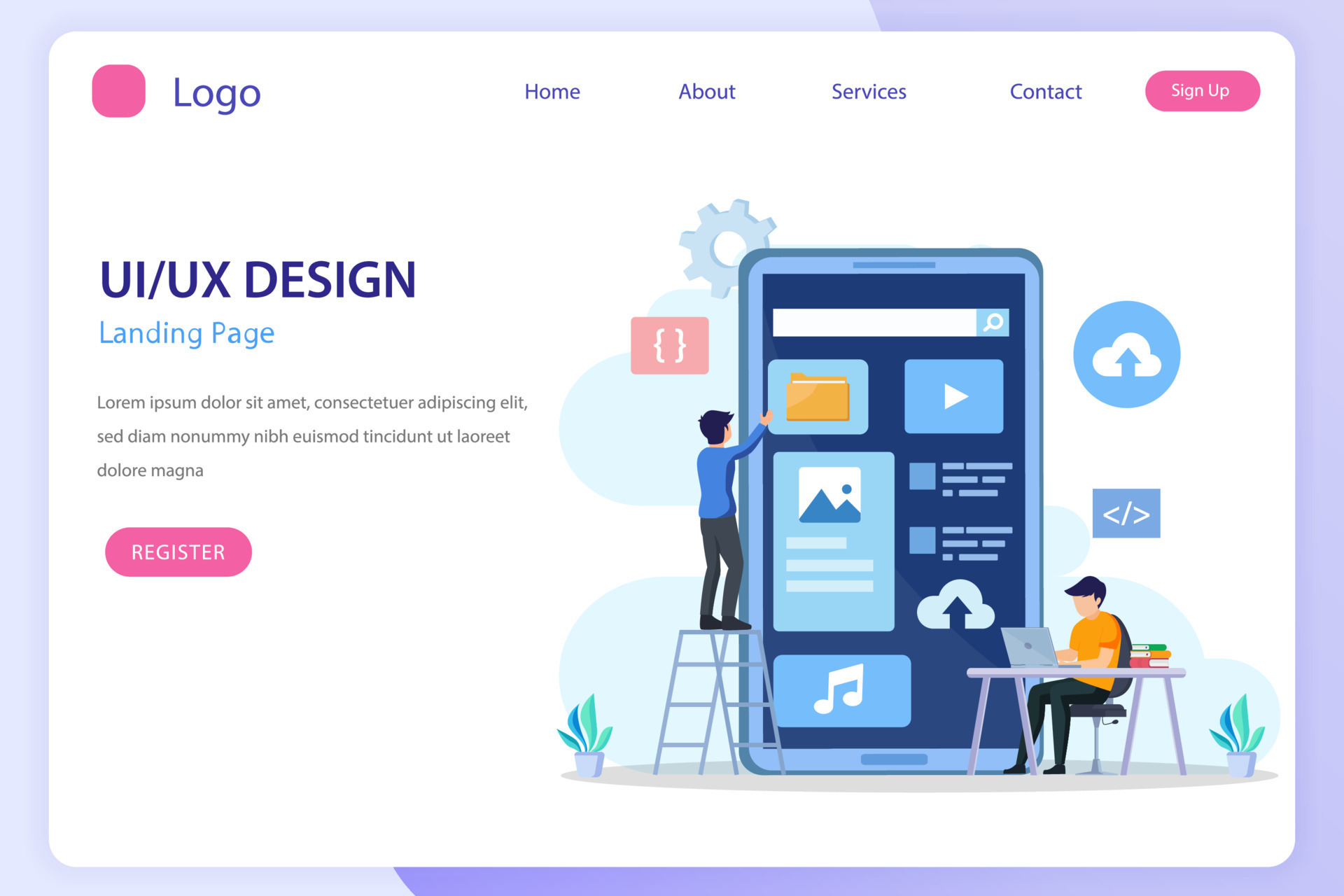 Ui Ux Design Concept Creating An Application Design Content And Text Place Vector