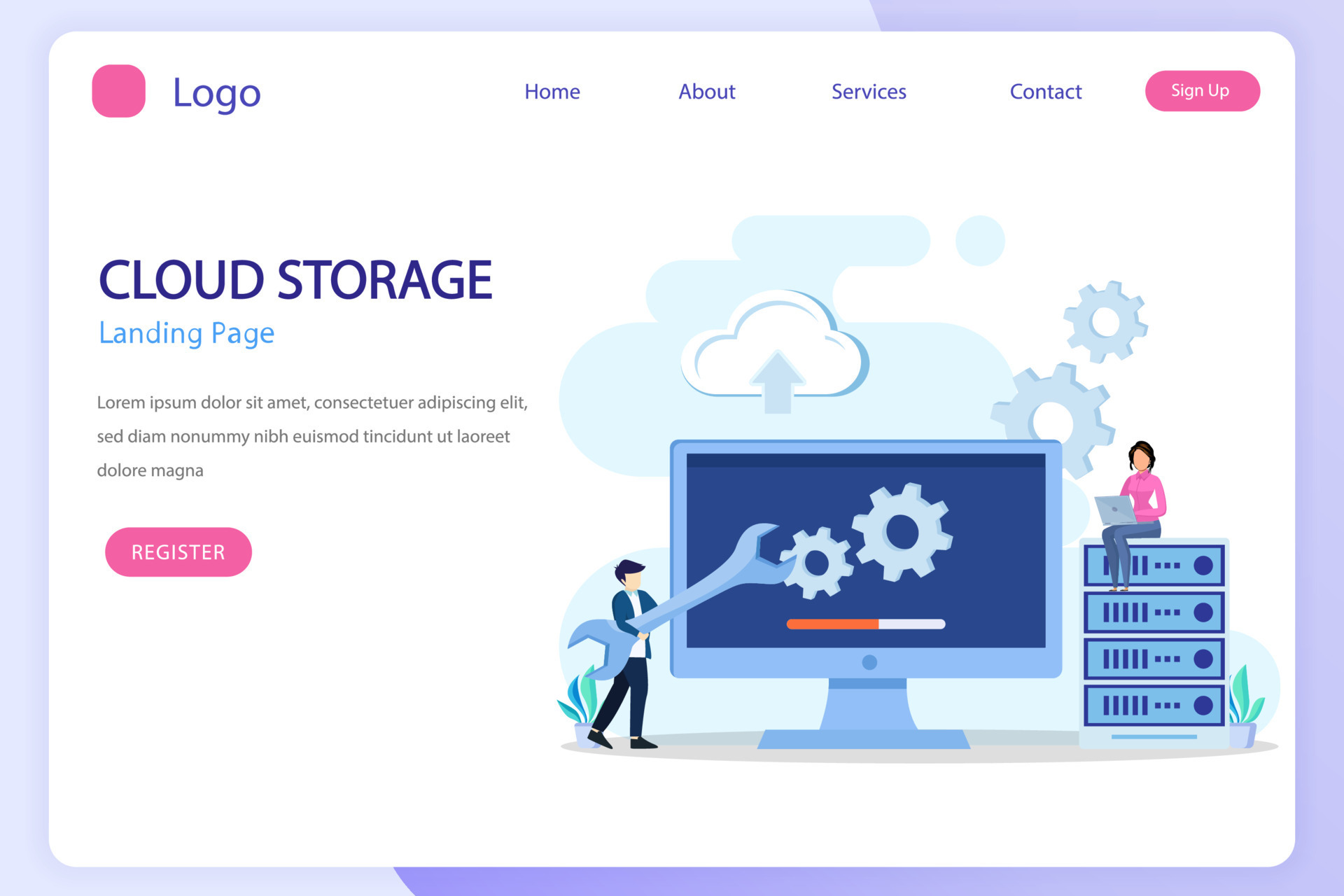 Data center. Hosting, cloud storage, server storage. Big data. flat ...