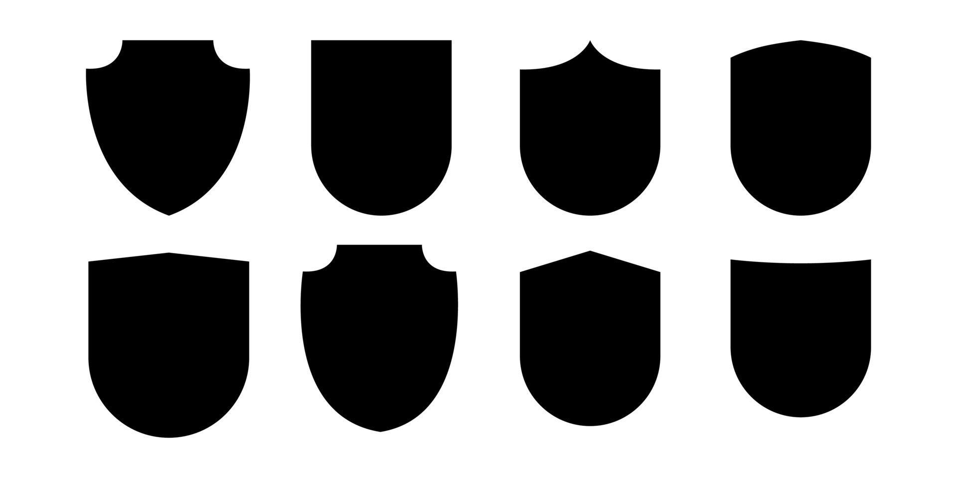 Black Shield Icon Set Vector 12827119 Vector Art At Vecteezy