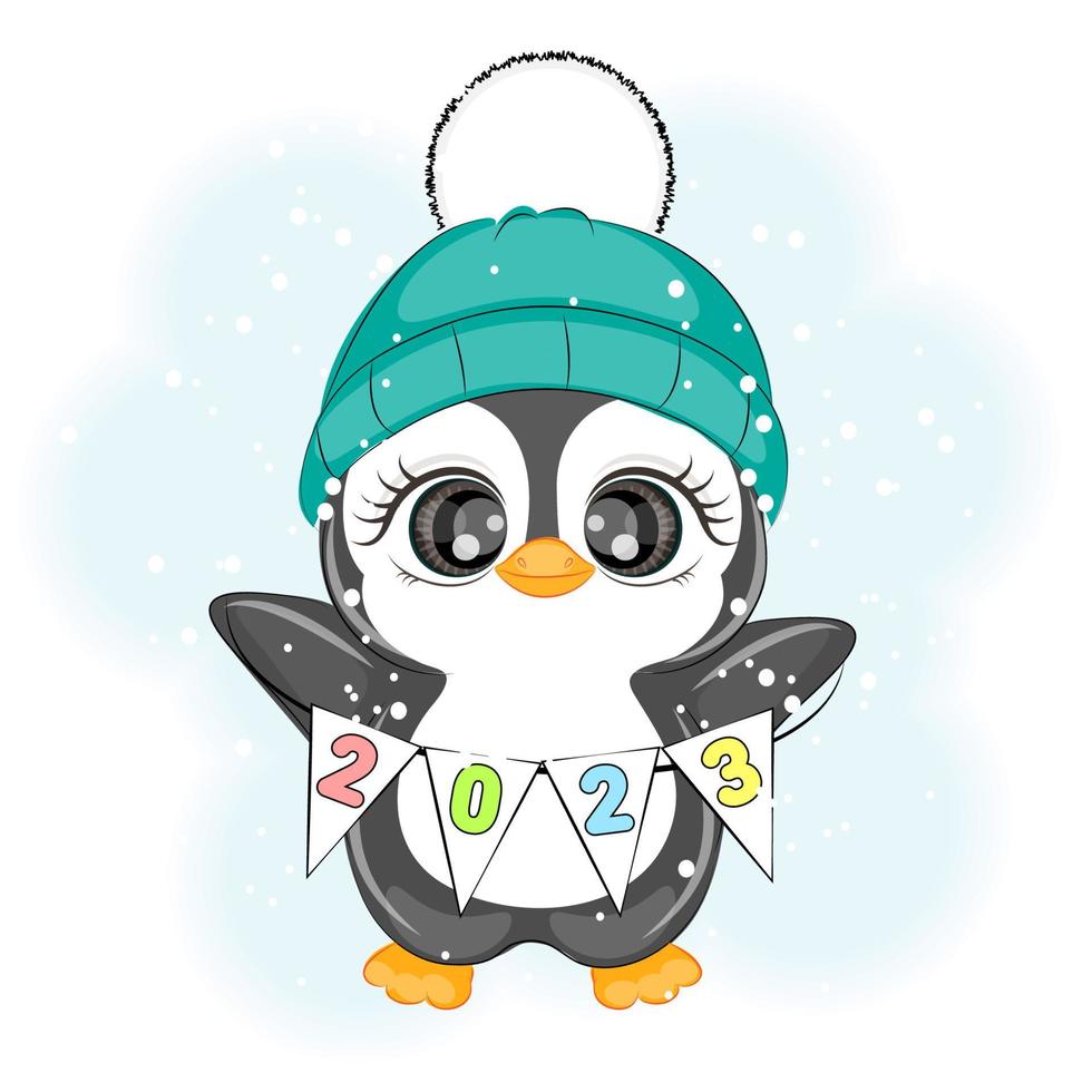 Christmas cute penguin with new year numbers, vector illustration 12827294 Vector Art at Vecteezy