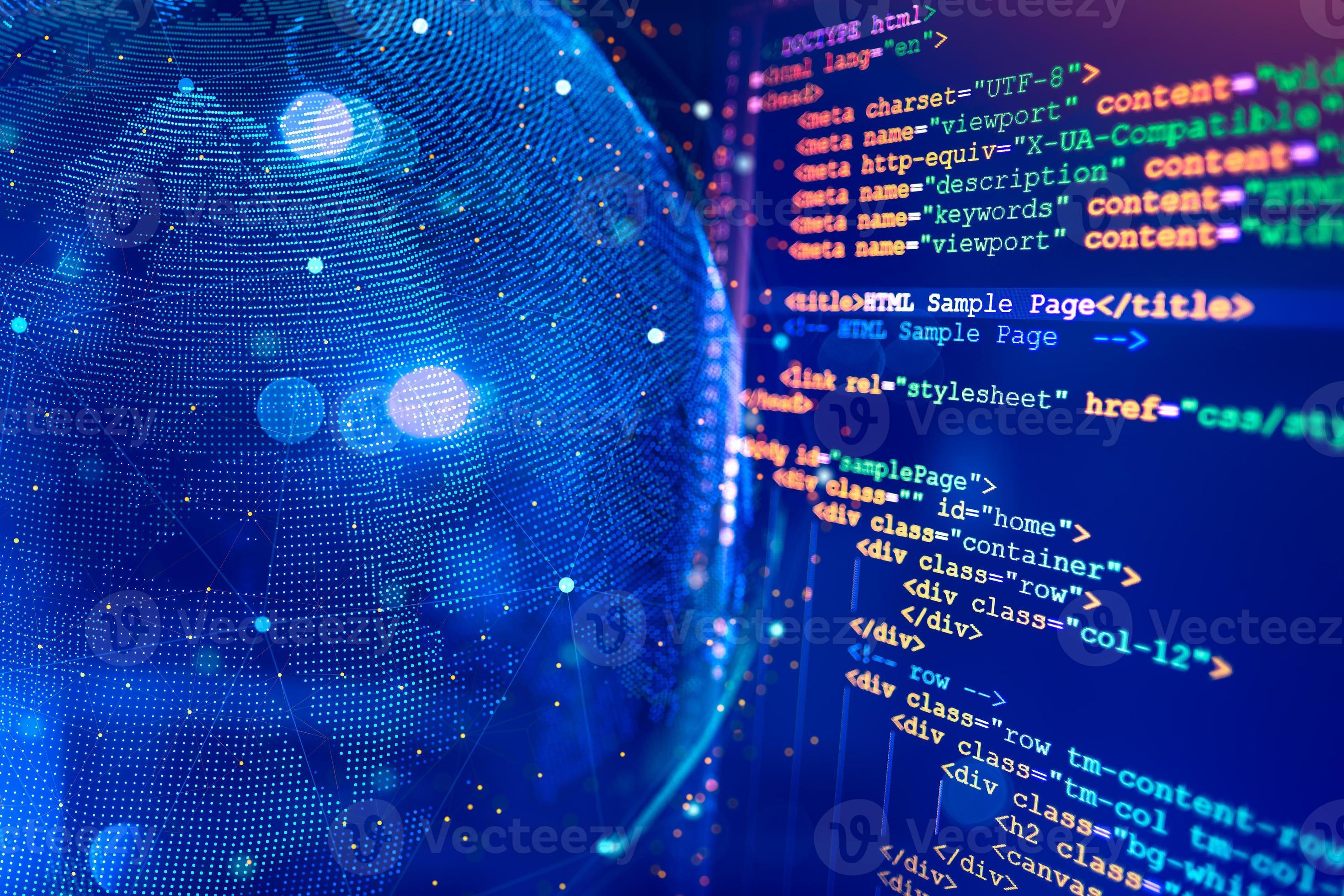 Html Code On A Computer Monitor Software And Web Developer Programming Code 12830353 Stock