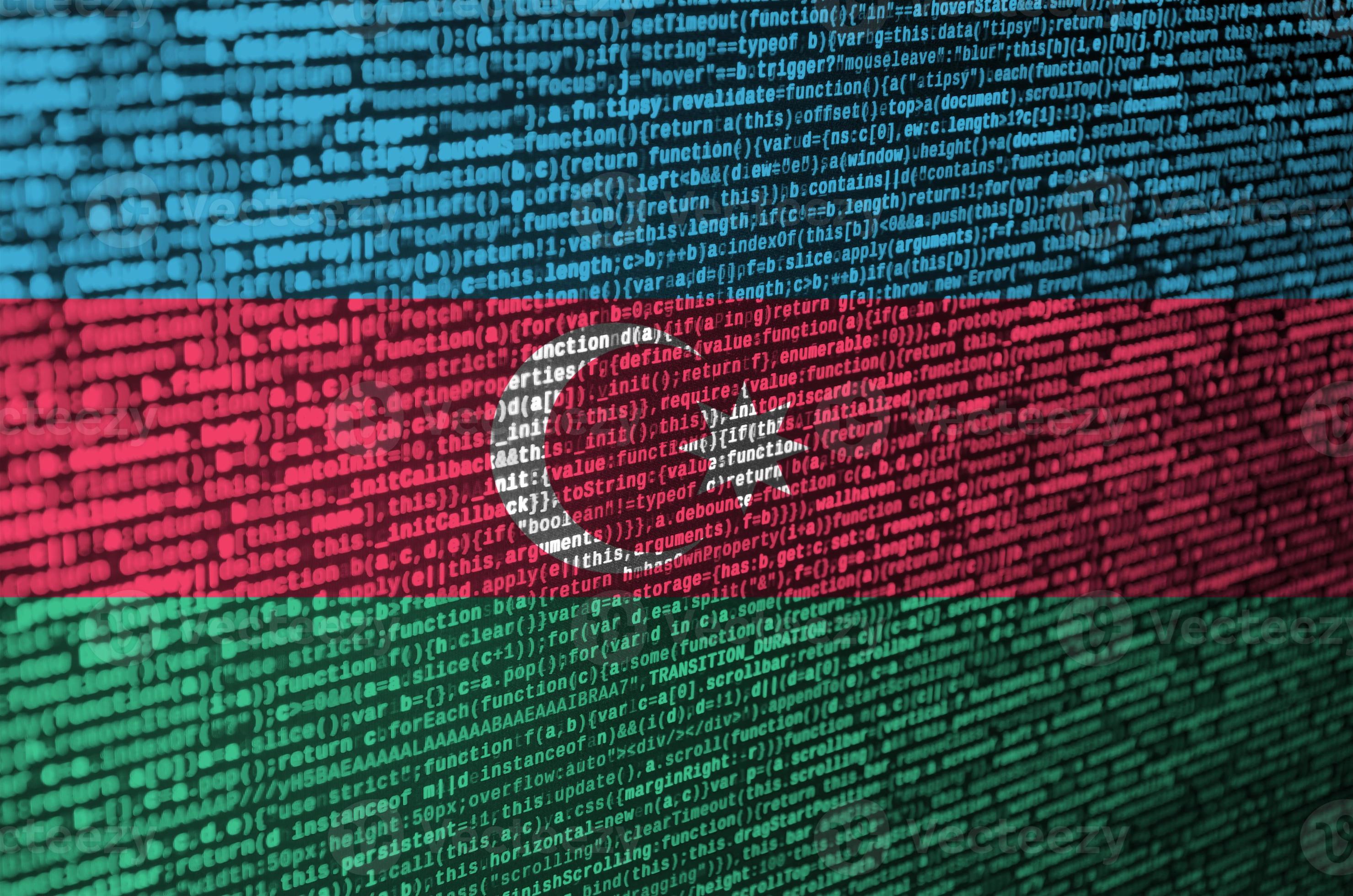 Azerbaijan flag is depicted on the screen with the program code. The concept of modern ...