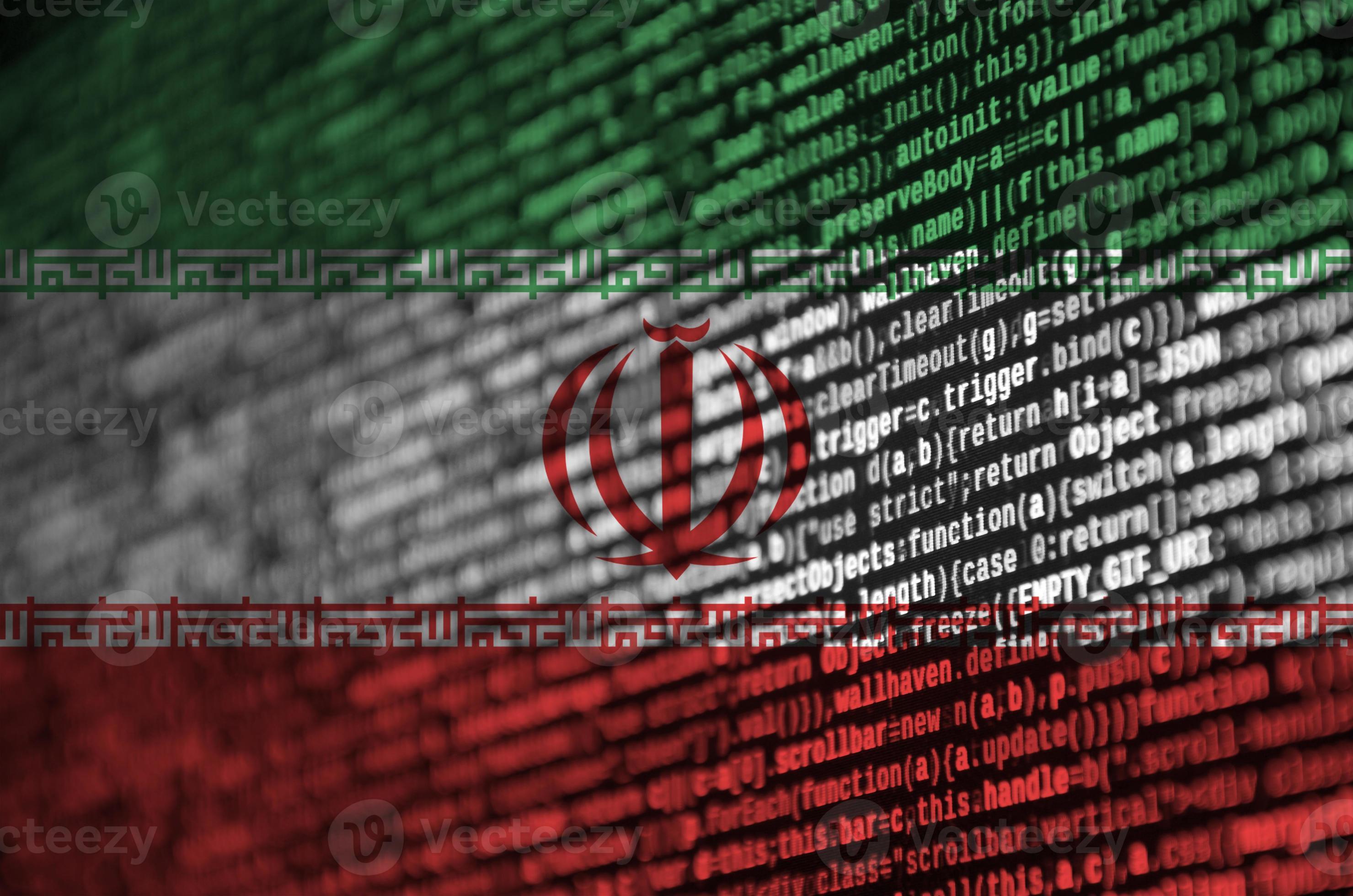 La bandera de Irán se representa en la pantalla con el código del ...