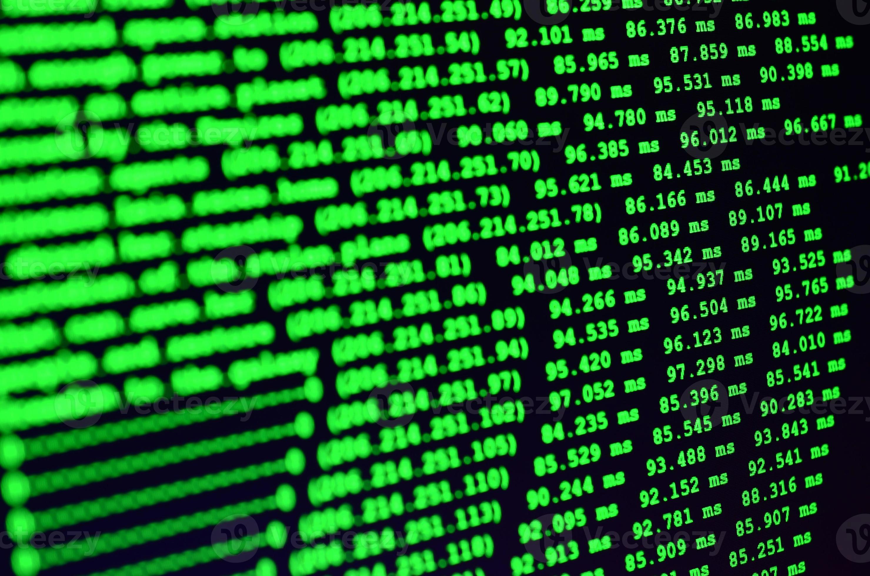 Macro shot of the command line on the monitor of the office computer ...