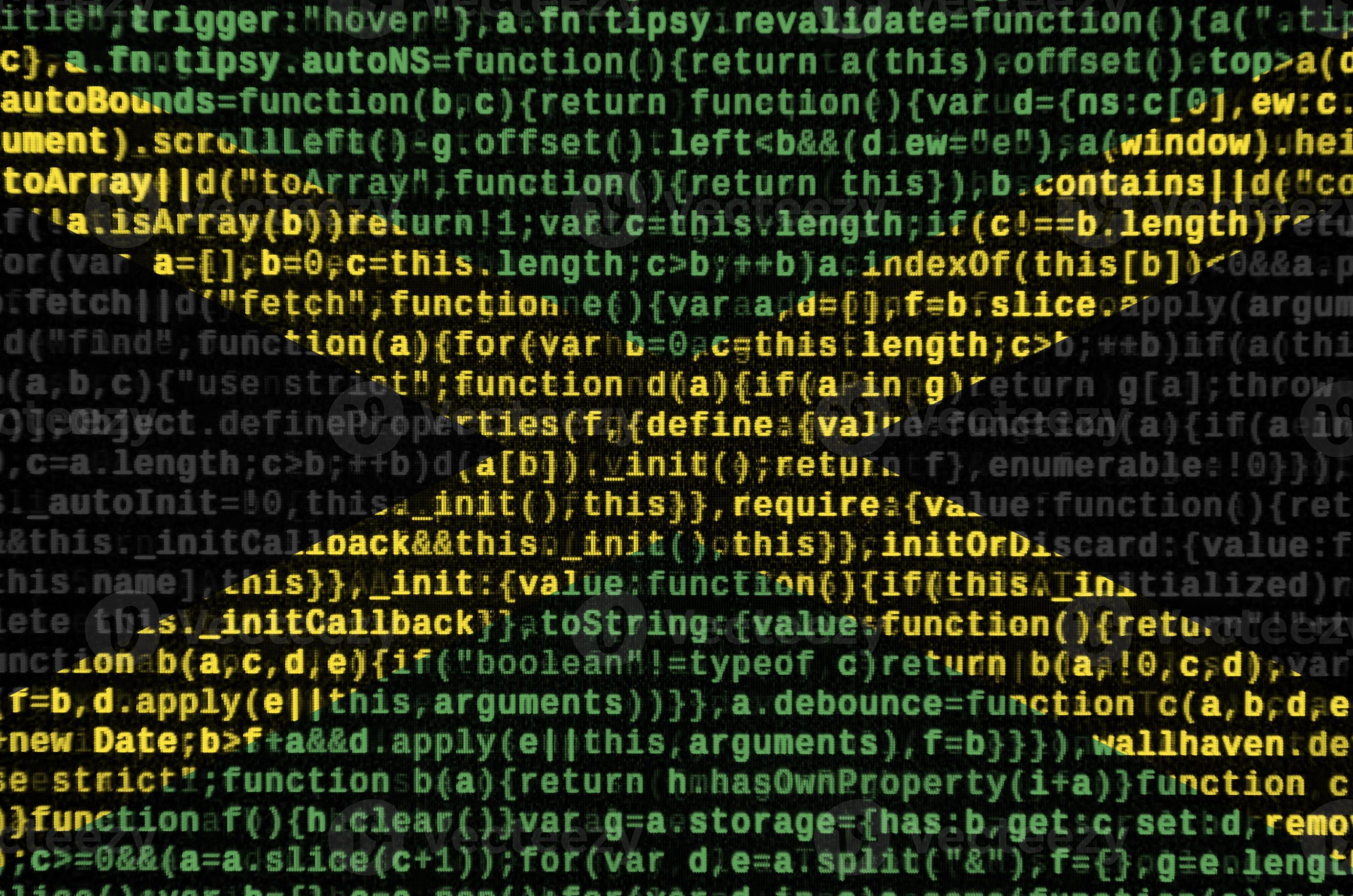 Jamaica Flag Is Depicted On The Screen With The Program Code The Concept Of Modern Technology