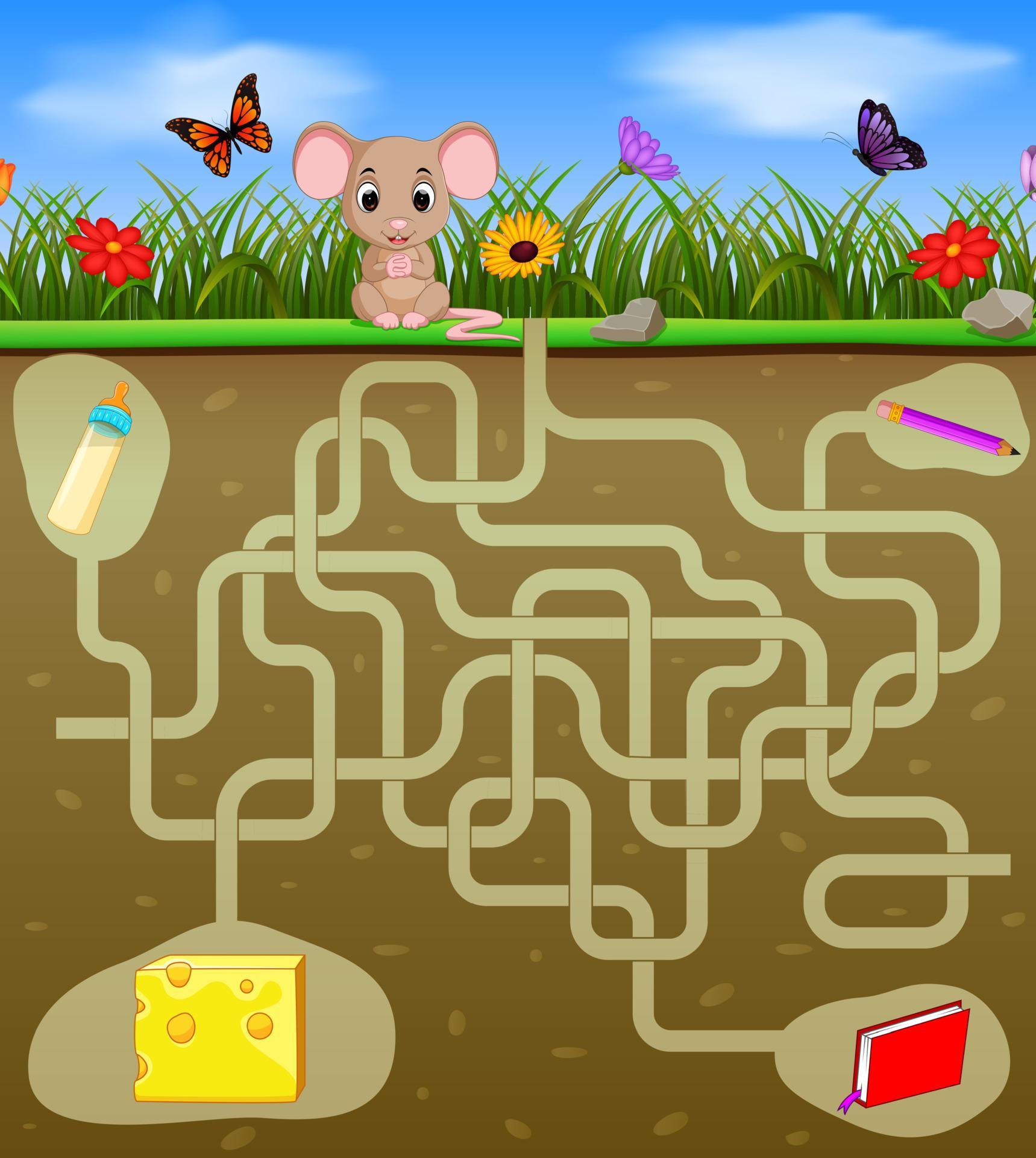 Help the mouse to find the cheese 12848177 Vector Art at Vecteezy