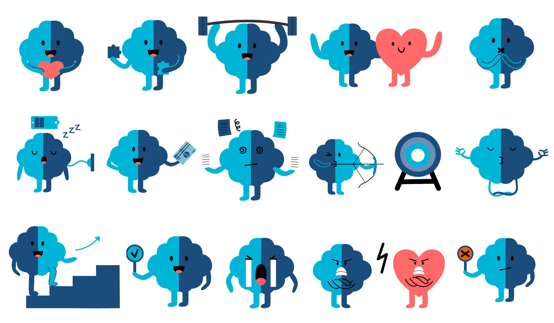 Brain activity cartoon character icon. Vector of brain activity ...