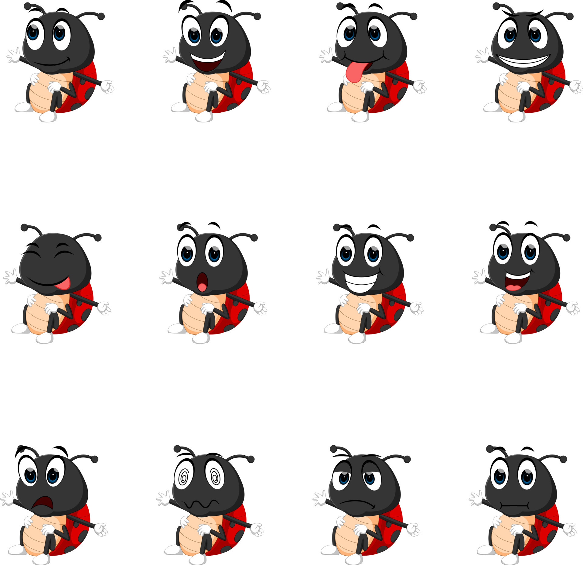 Ladybug with different facial expressions and different color 12850229 ...