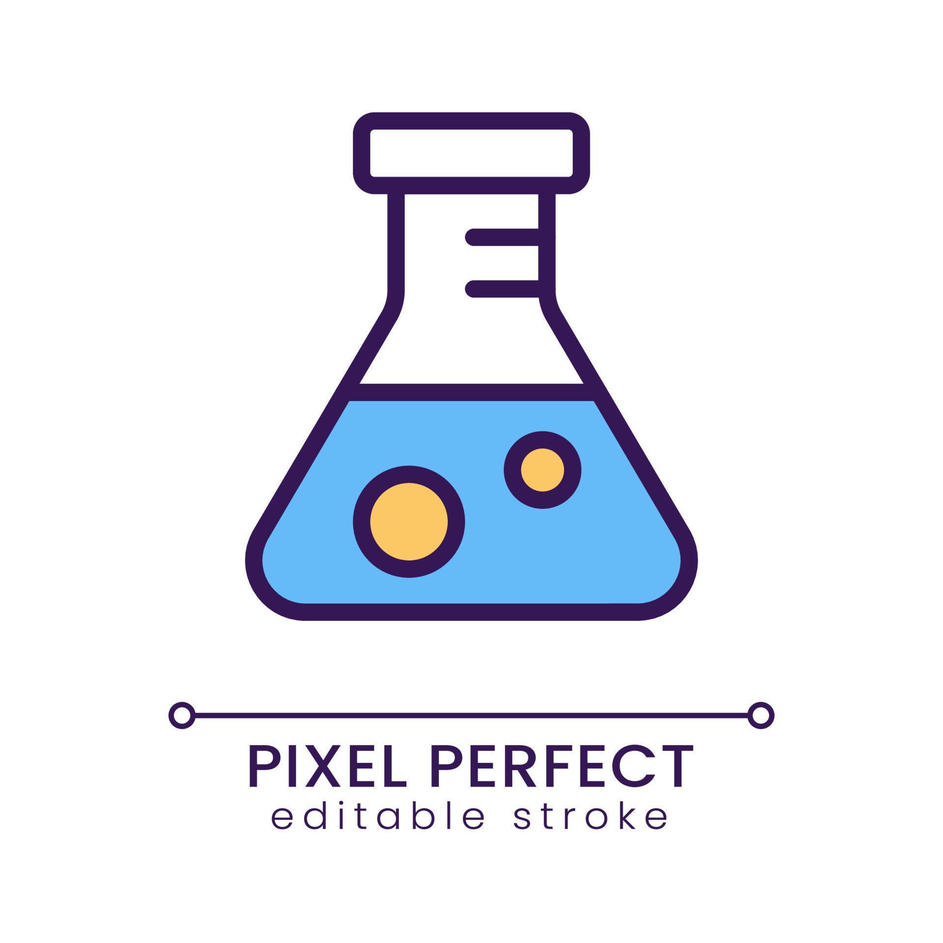 Conical flask pixel perfect RGB color icon. Scientific experiment ...