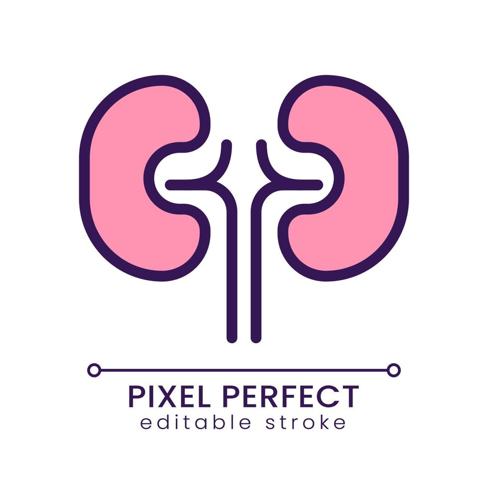Kidneys pixel perfect RGB color icon. Urinary system checkup. Organ ... Kidneys pixel perfect RGB color icon. Urinary system checkup. Organ ...