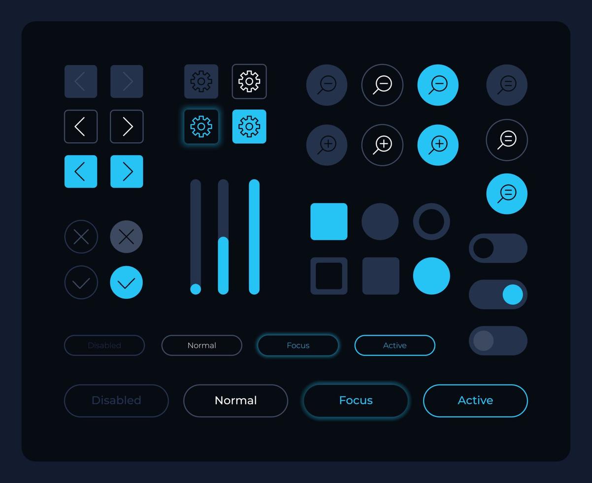 Multiple Buttons Ui Elements Kit Editable Isolated Vector Components Navigation Panel Web