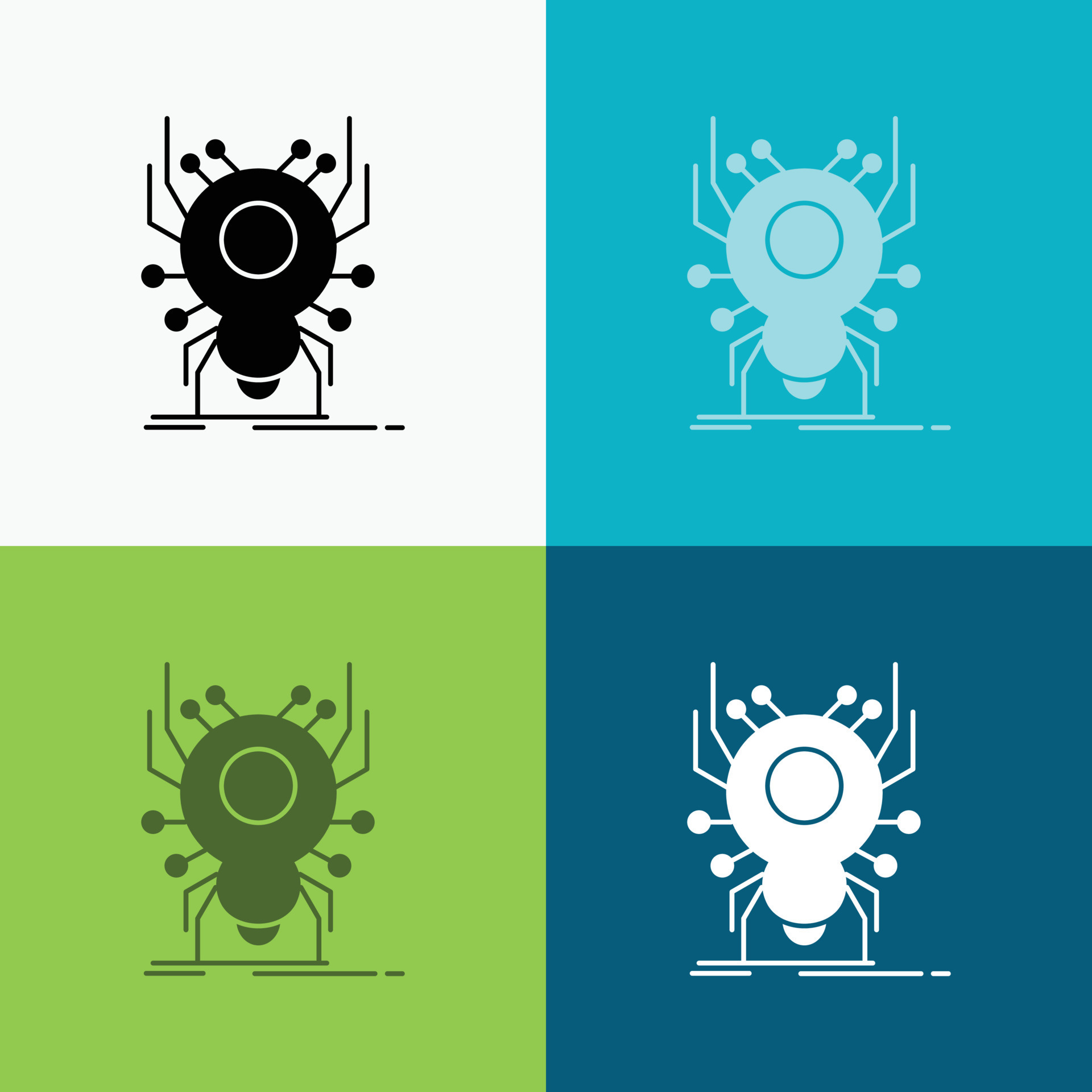 Bug Insect Spider Virus App Icon Over Various Background Glyph Style Design Designed For