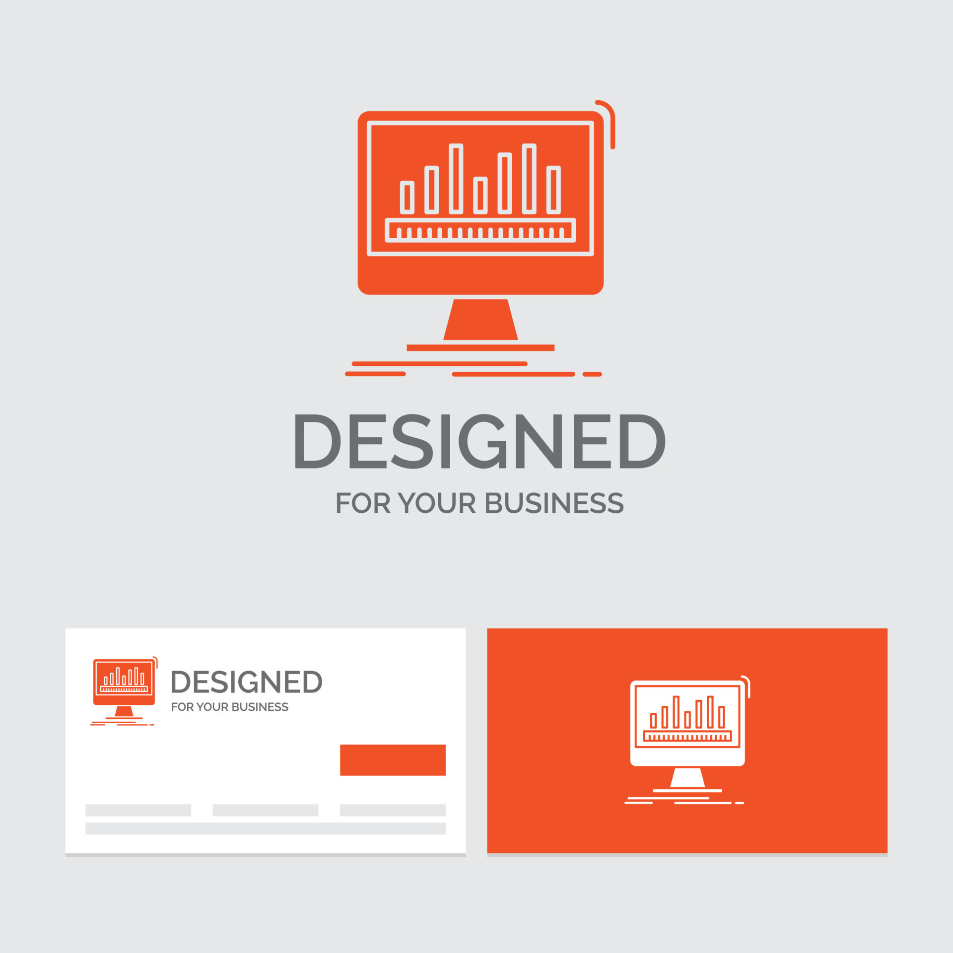 Business Logo Template For Analytics Processing Dashboard Data Stats Orange Visiting Cards