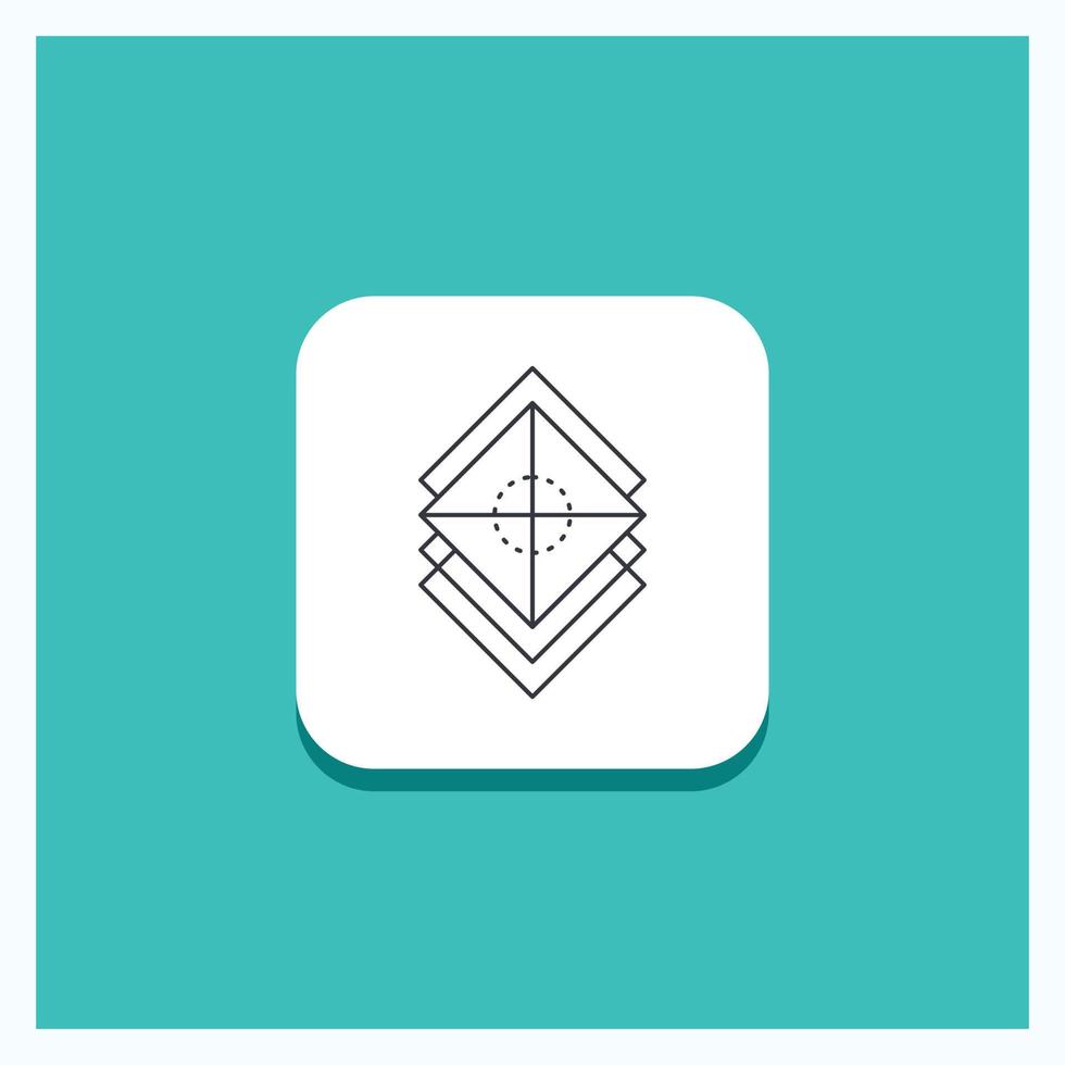 Round Button for Arrange. design. layers. stack. layer Line icon Turquoise Background 12852465 ...