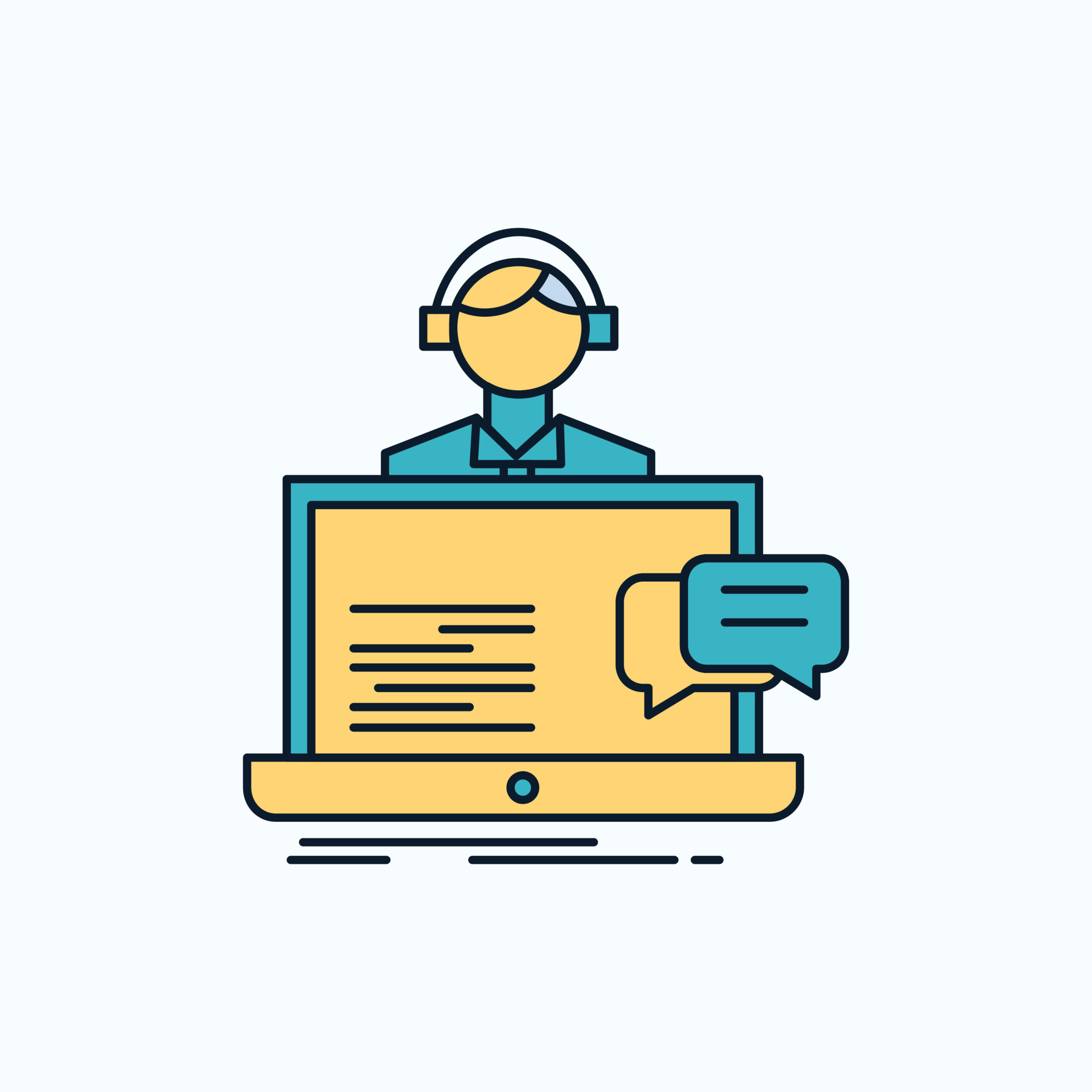 Support Chat Customer Service Help Flat Icon Green And Yellow Sign And Symbols For Website