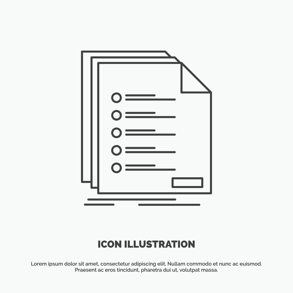 Check Filing List Listing Registration Icon Line Vector Gray Symbol For Ui And Ux Website