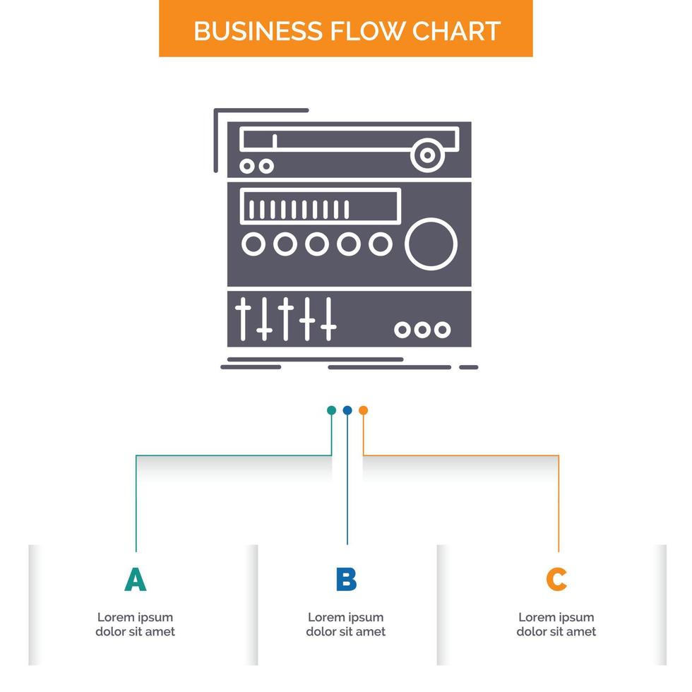 rack. component. module. sound. studio Business Flow Chart Design with 3 Steps. Glyph Icon For ...