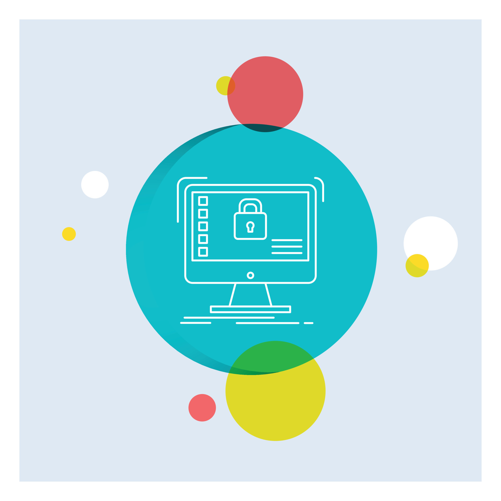 Secure Protection Safe System Data White Line Icon Colorful Circle