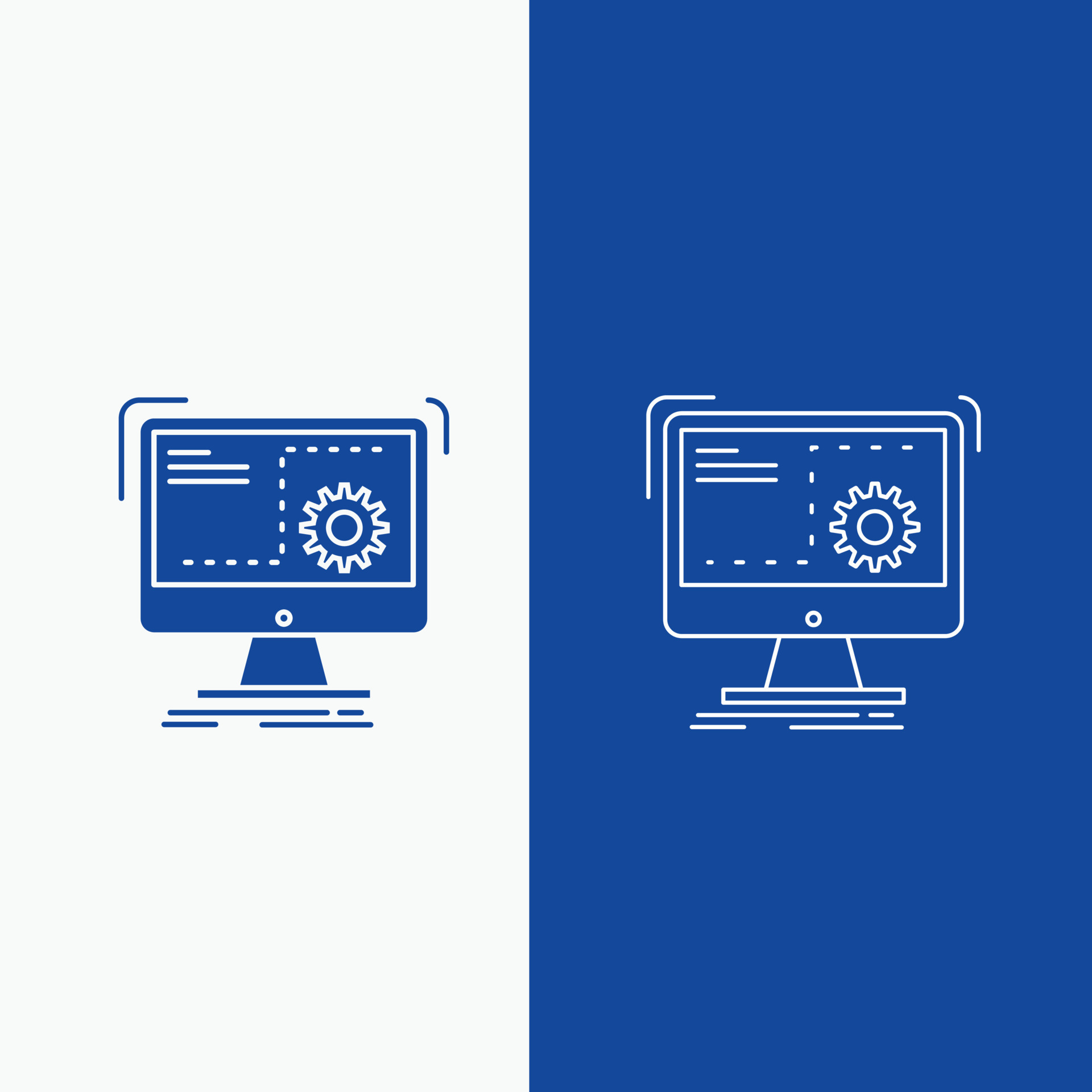 Command Computer Function Process Progress Line And Glyph Web Button In Blue Color Vertical