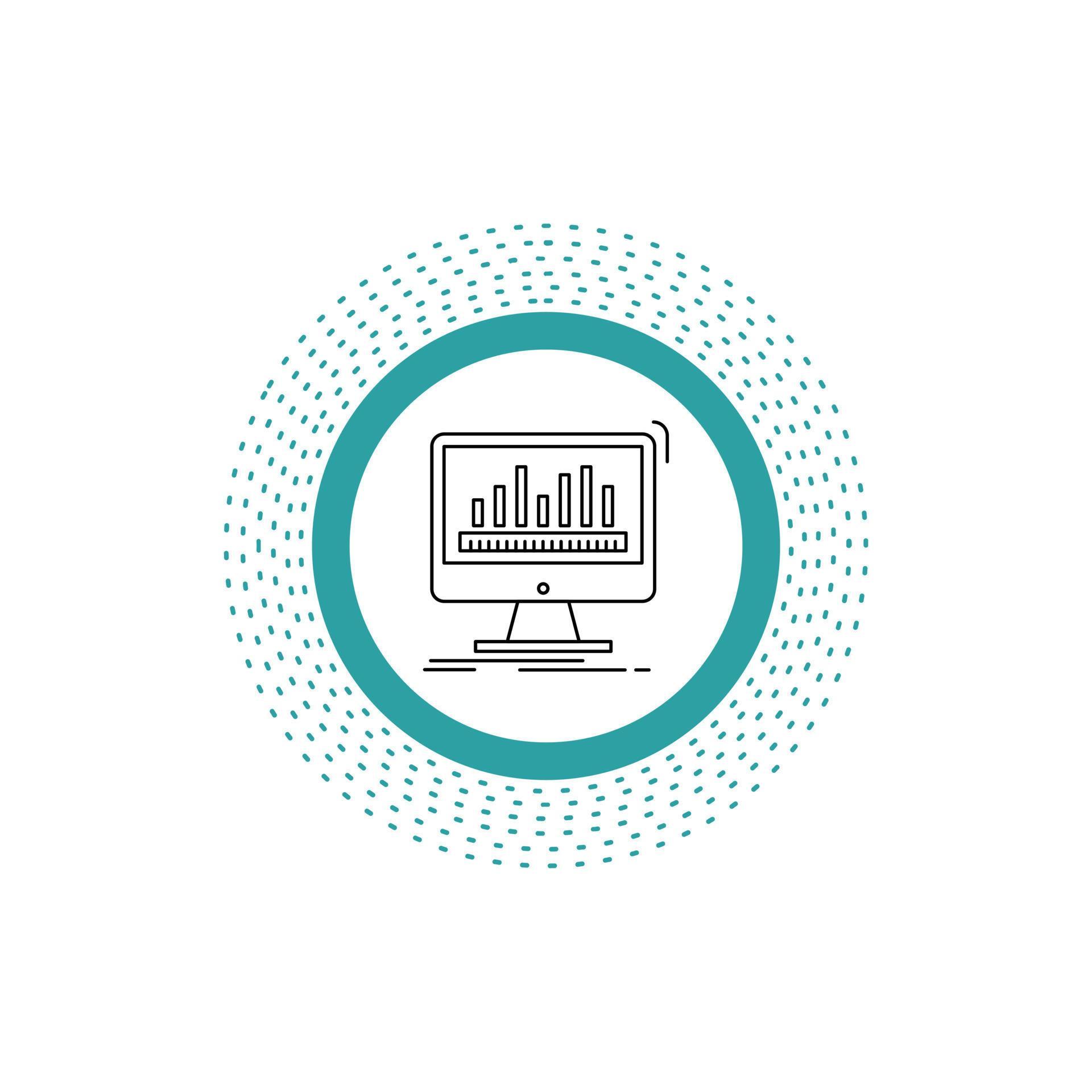 Analytics Processing Dashboard Data Stats Line Icon Vector