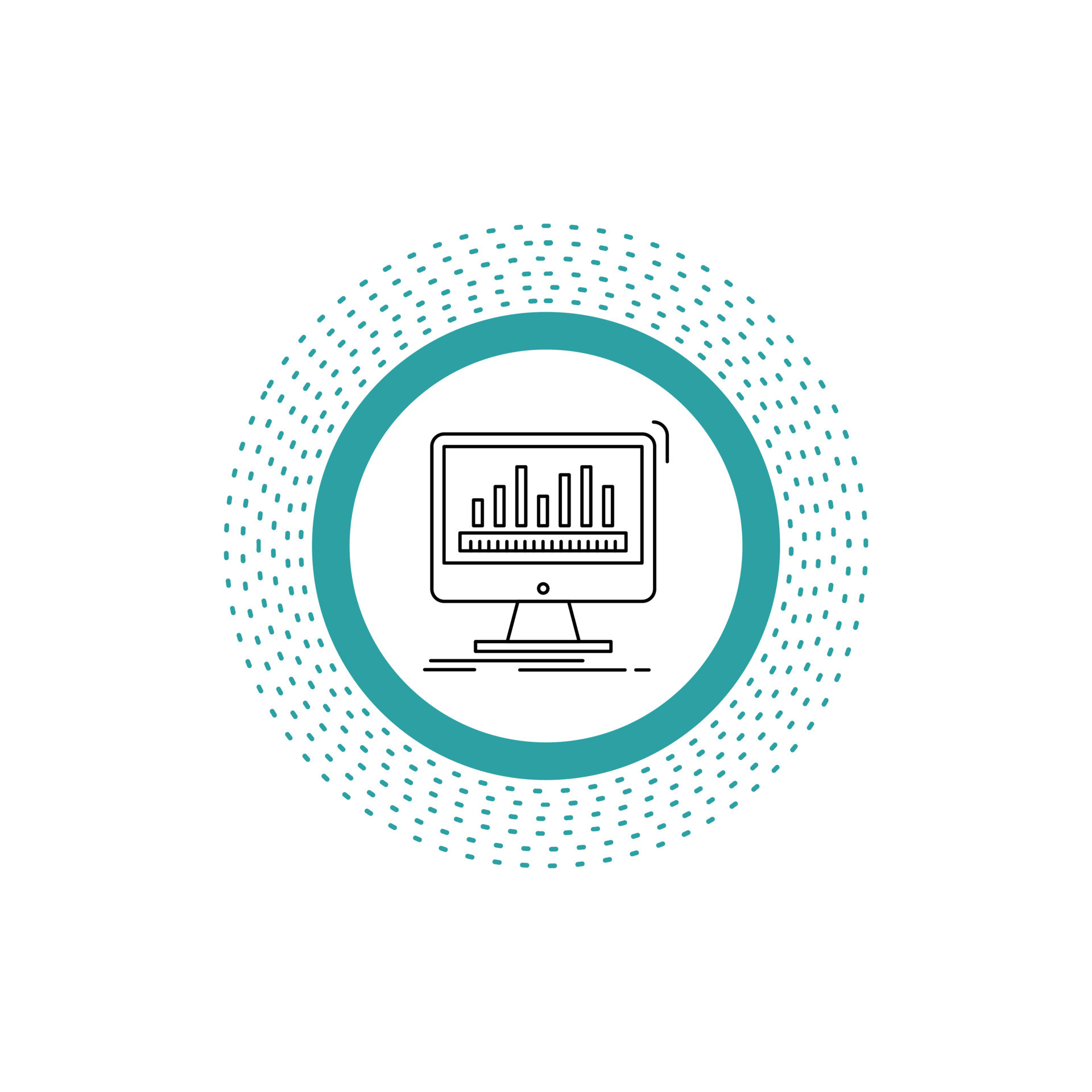 Analytics Processing Dashboard Data Stats Line Icon Vector