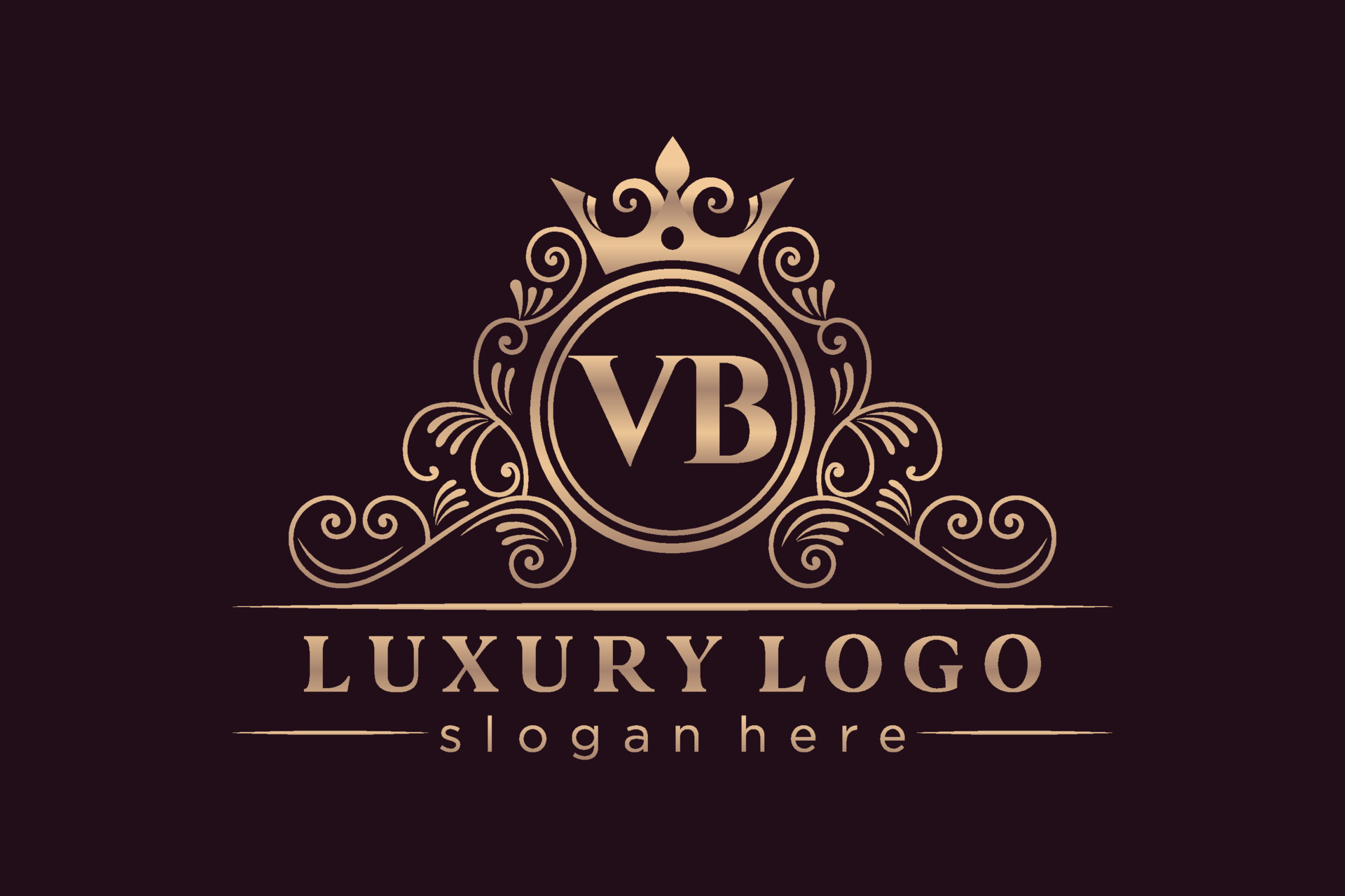 VB Initial Letter Gold calligraphic feminine floral hand drawn heraldic ...