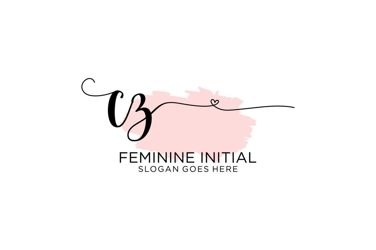 Initial Cz Beauty Monogram And Elegant Logo Design Handwriting Logo Of